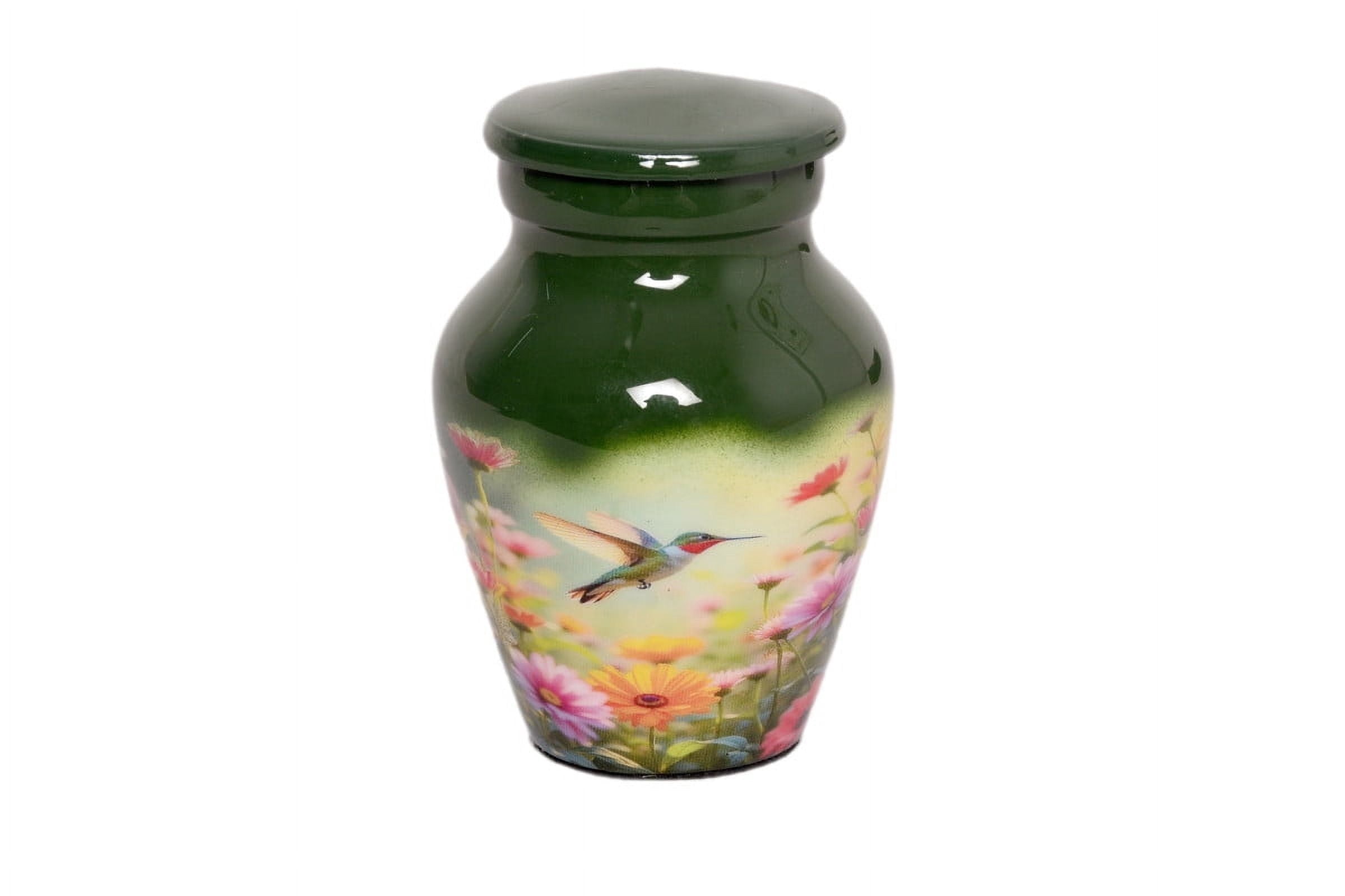 Premium Decor Green Humming Bird With Flower Cremation Keepsake Urn for ...
