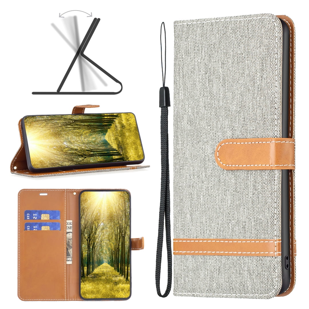 Premium Denim Canvas Case For Galaxy S23 Wallet Case with [RFID ...