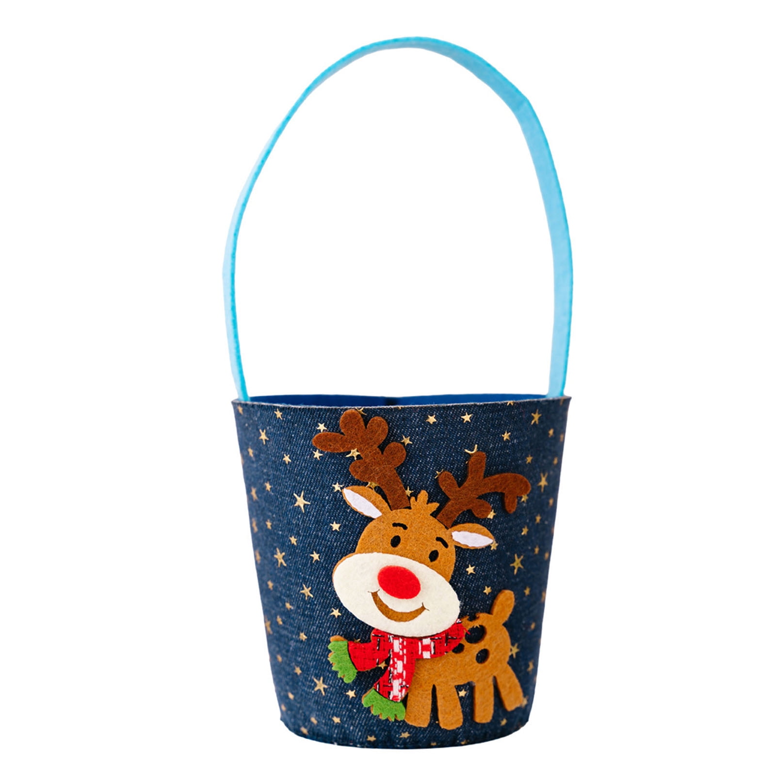 Premium Denim Christmas Gift Bag For Kids With Cute Santa Claus Pattern ...