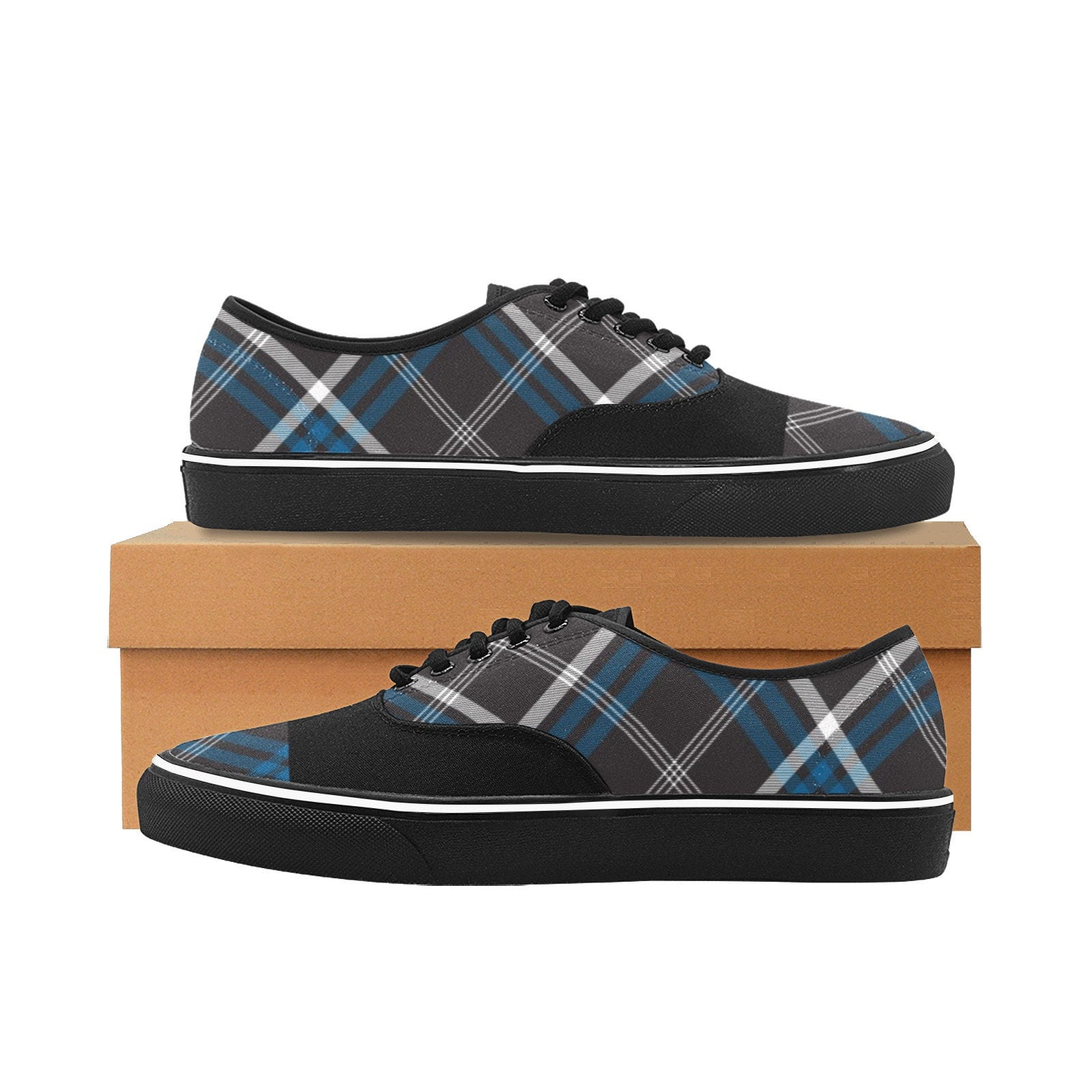 Premium Design Blue Plaid Low Top Shoes - Walmart.com