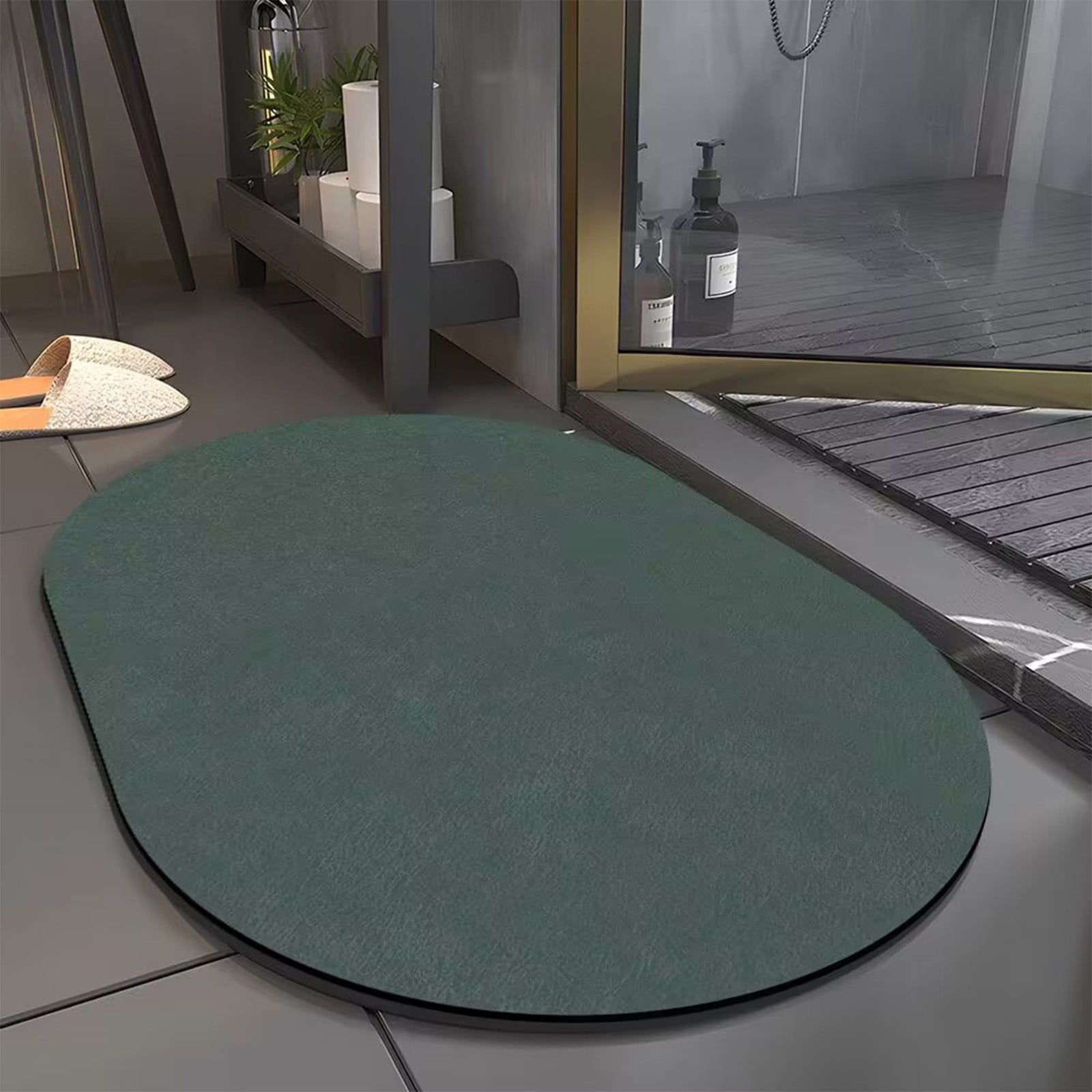 Aursykel Premium Diatomite Bathroom Mat with Heavy Density Microfiber 1 ...