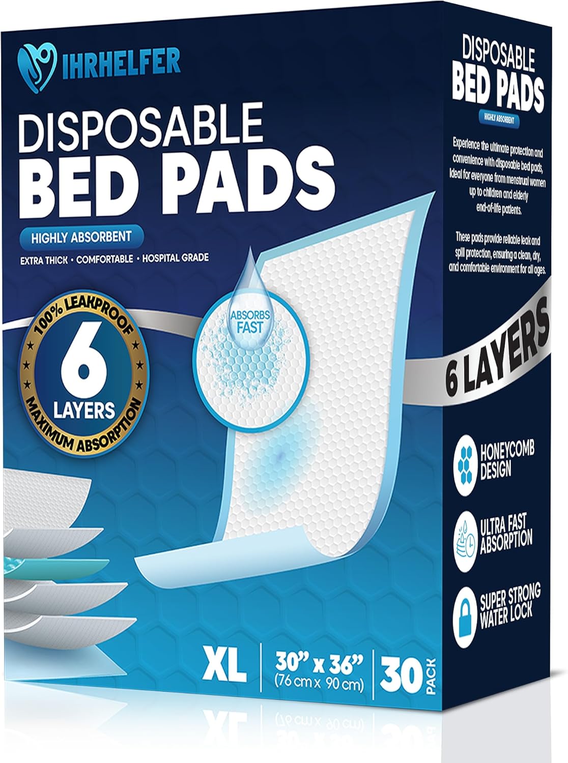 Premium Disposable Chucks Pads for Adult (30"x36", 50 Count) 6-Layer ...