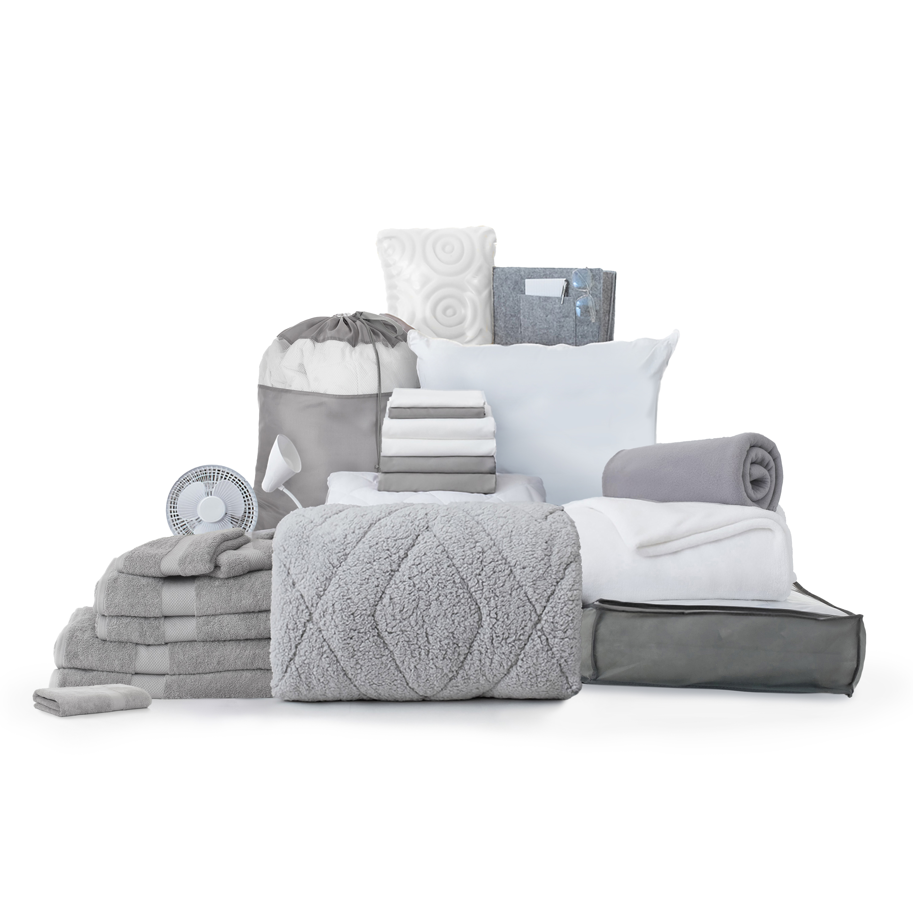 Dormify Premium Dorm Essential Bundle 27 -Piece Grey Bedding Sets, Twin ...