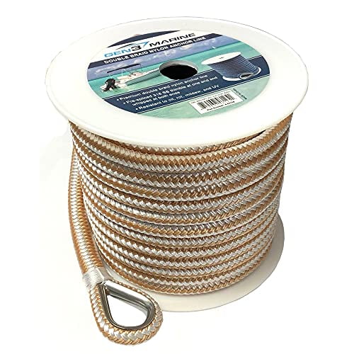 Premium Double Braid Gold/White Boat Line (3/8" x 150') - Walmart.com