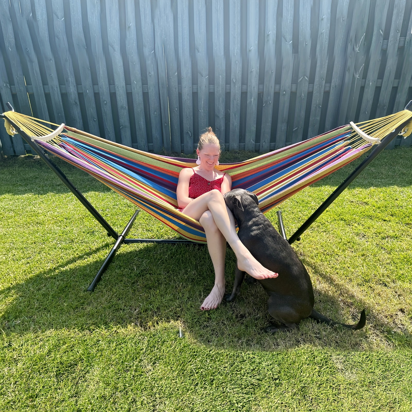 Premium Double Hammock - 450LBS Capacity Steel Stand Included, with ...