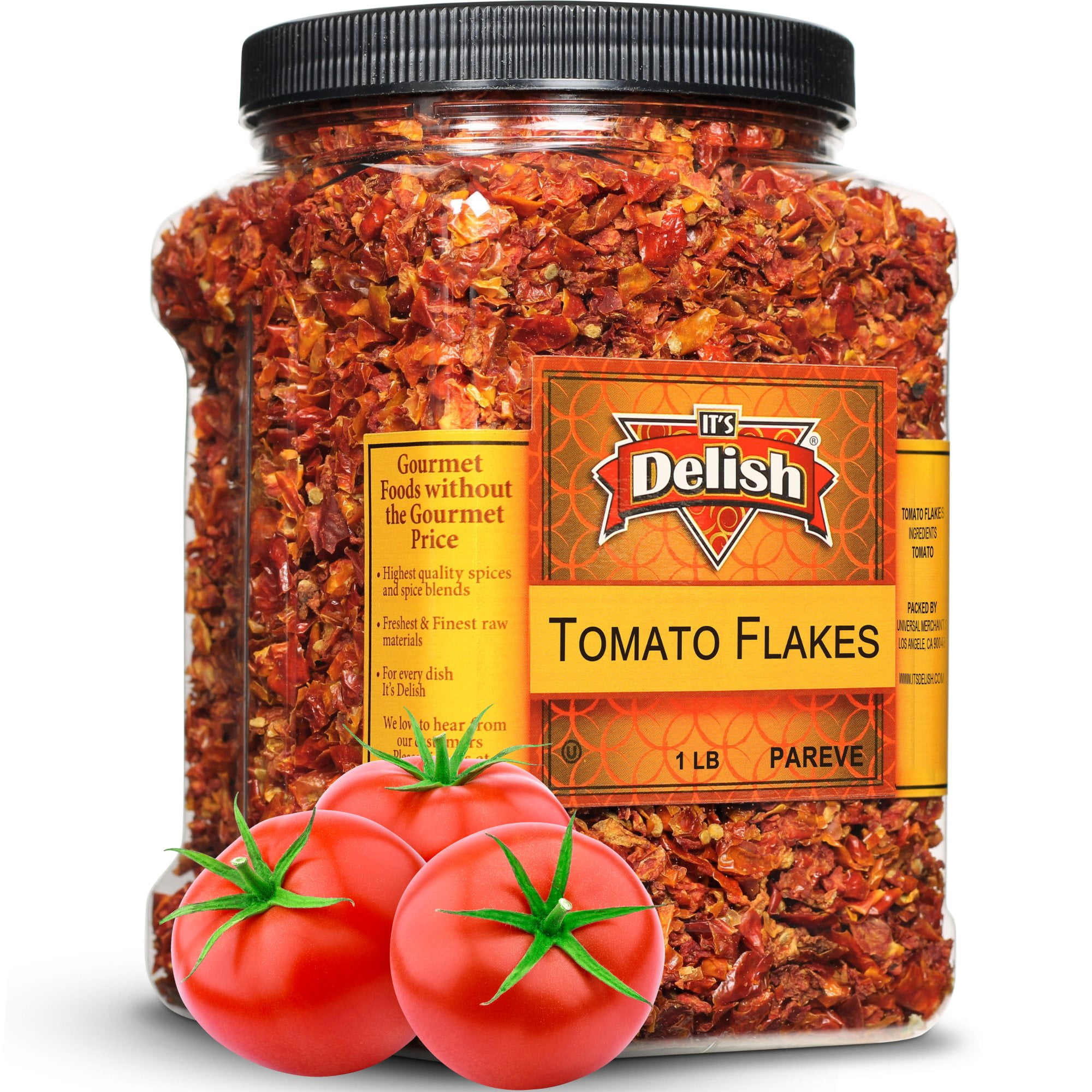 Premium Dried Tomato Flakes by Its Delish - 16 OZ Jumbo Reusable Container - Dried Natural ...