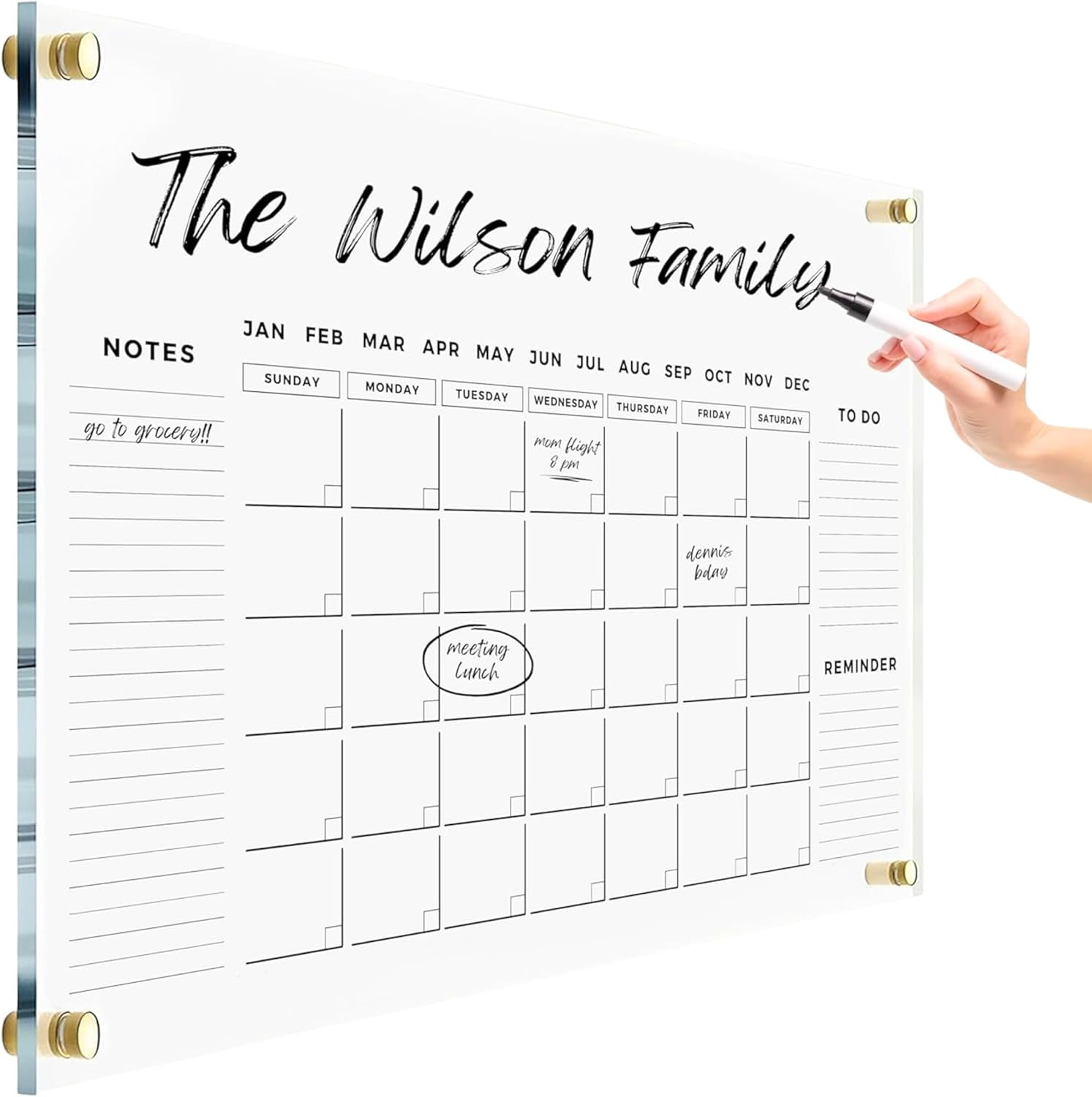Premium Dry Erase Acrylic Wall Calendar Ultra-Clear - Customizable Wall ...