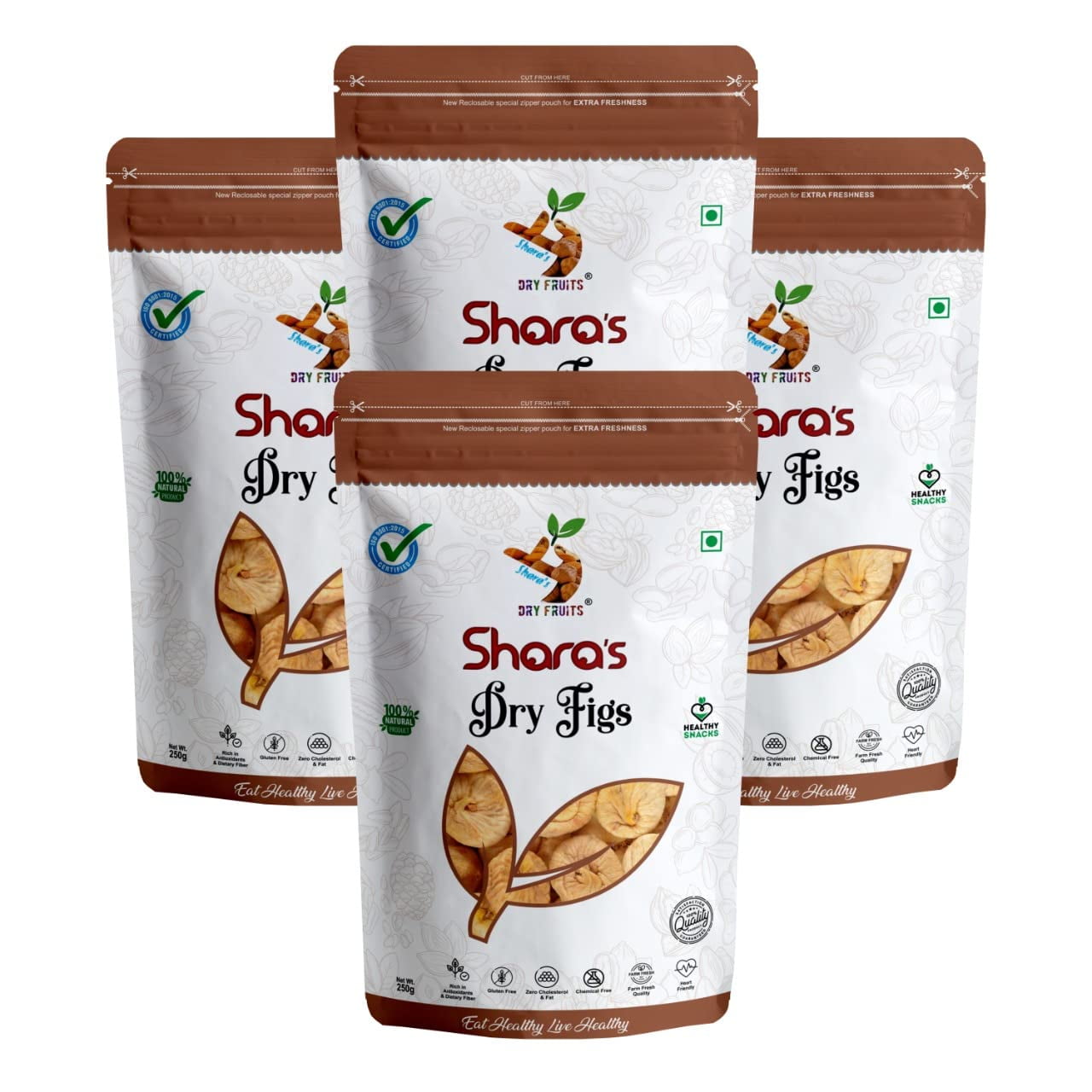 Premium Dry Figs Anjeer By Shara's Dry Fruits 1kg, (Pack of 4 *250g ...