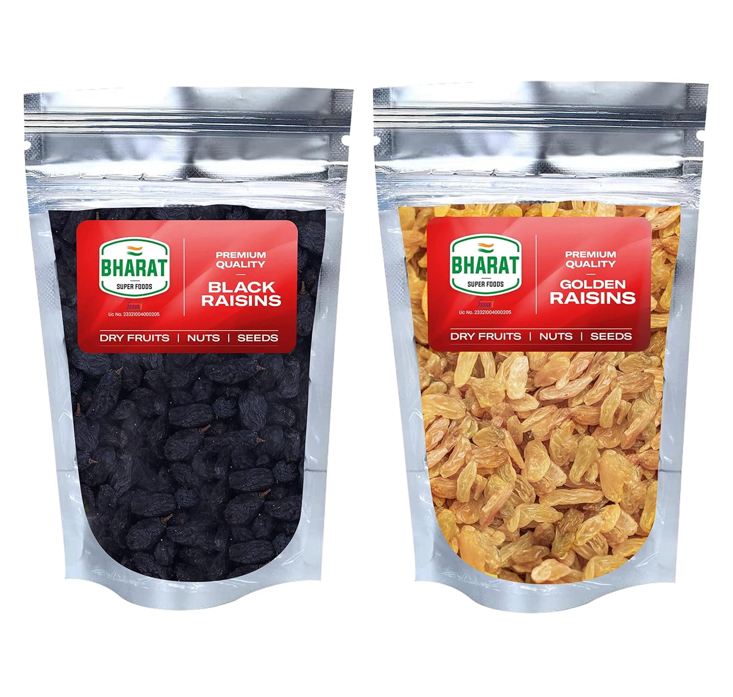 Premium Dry Fruits Combo Pack Golden Raisins (Kishmish) & Black Raisins By Bharat Super Foods ...