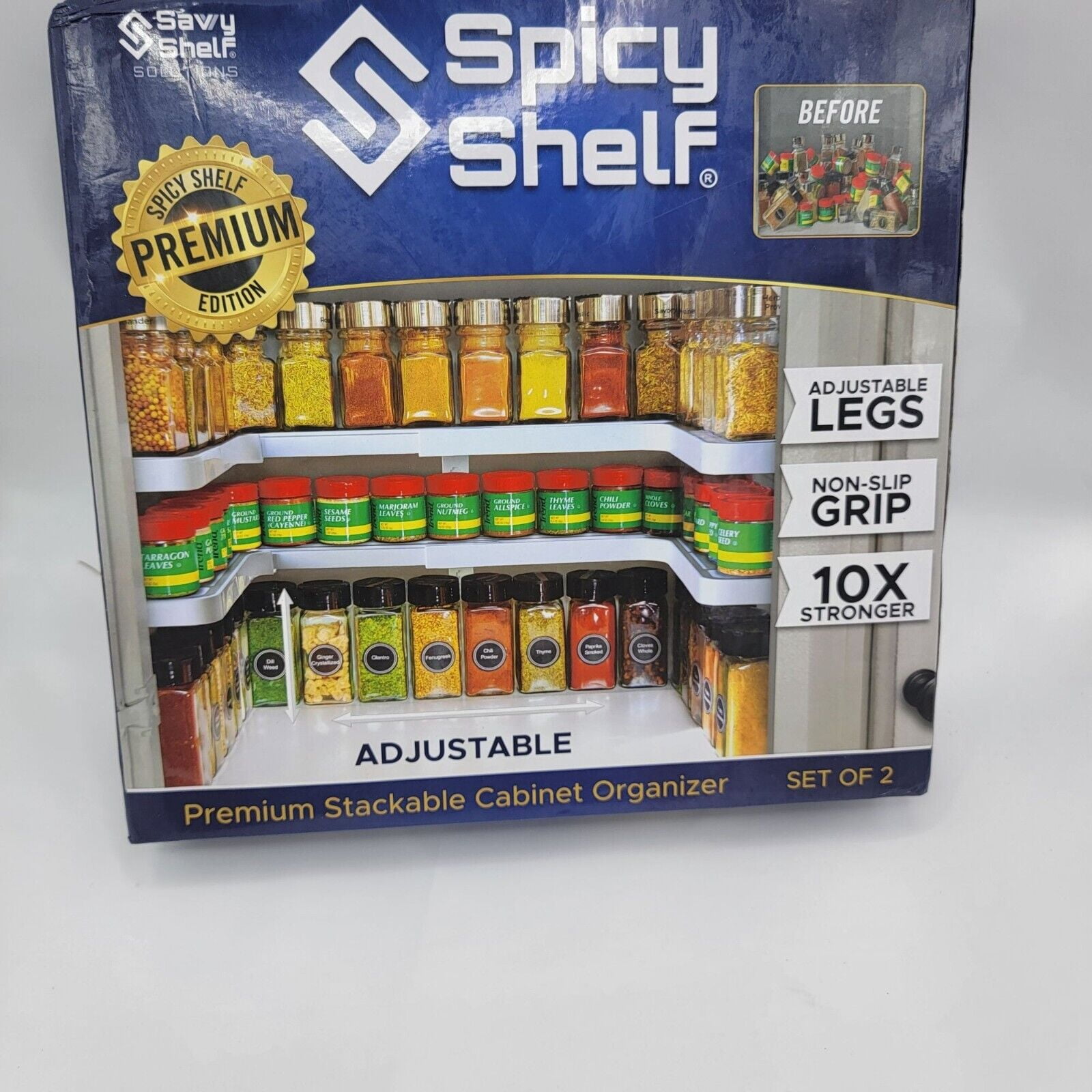 Premium Edition Adjustable Stackable Cabinet Organizer For Spices ...