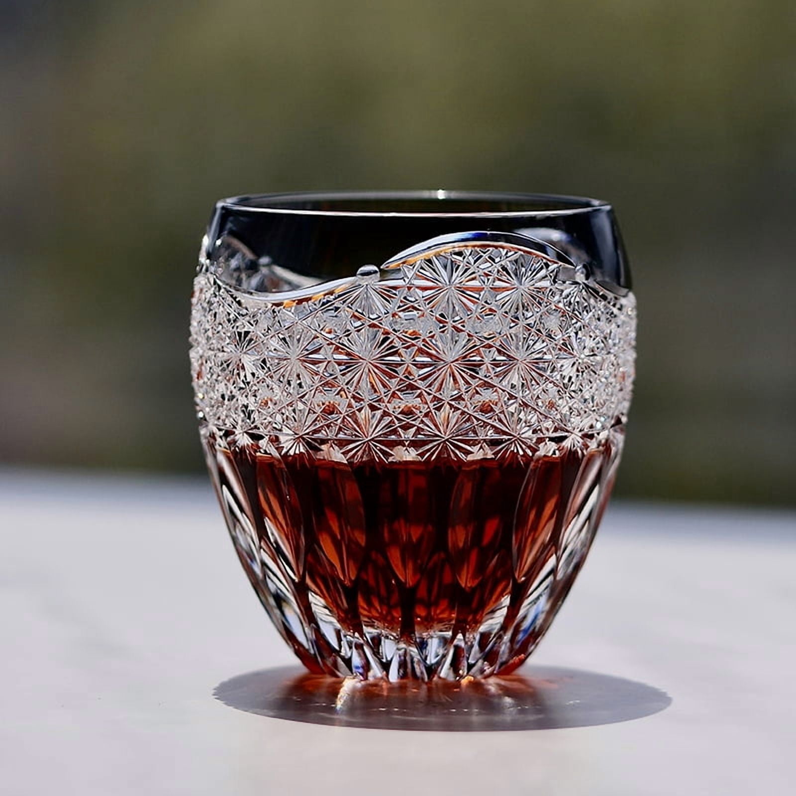 Premium Edo Kiriko Cut Glass Whiskey Tumbler - Elegant Japanese Crystal ...