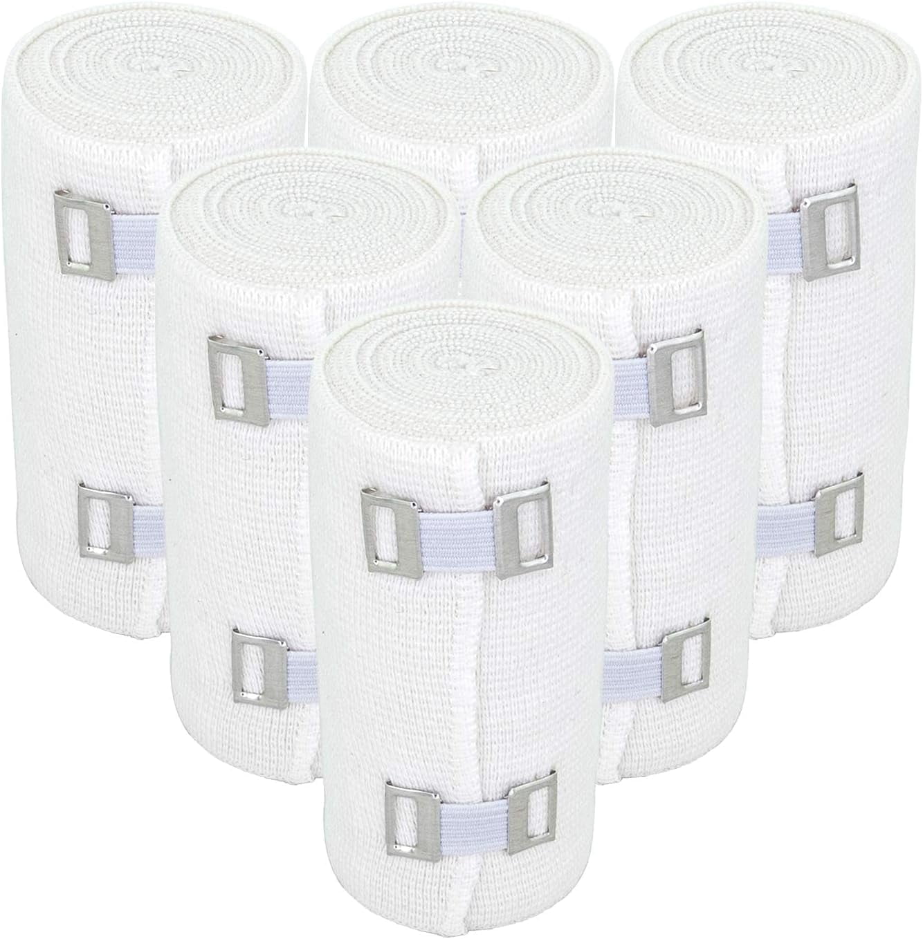 Premium Elastic Bandage Wrap (4" Wide, 6 Pack) - Made of USA Grown Soft ...