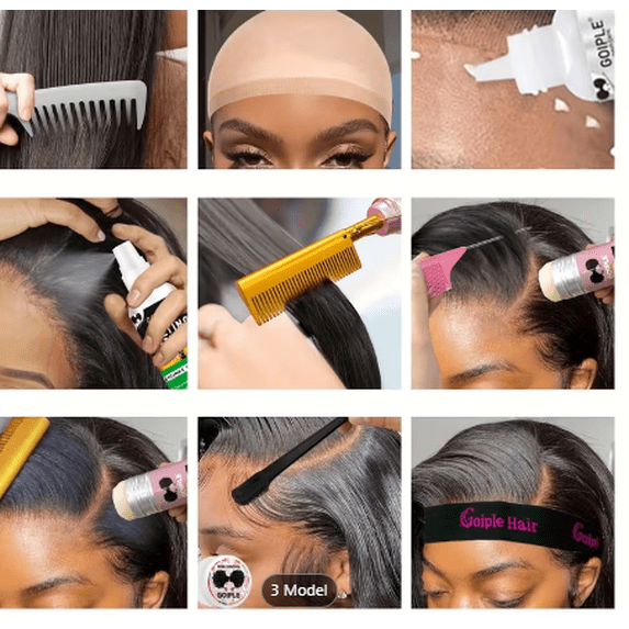 Premium Electric Hot Comb Wig Styling Kit with Lace Melting Spray, Hair ...