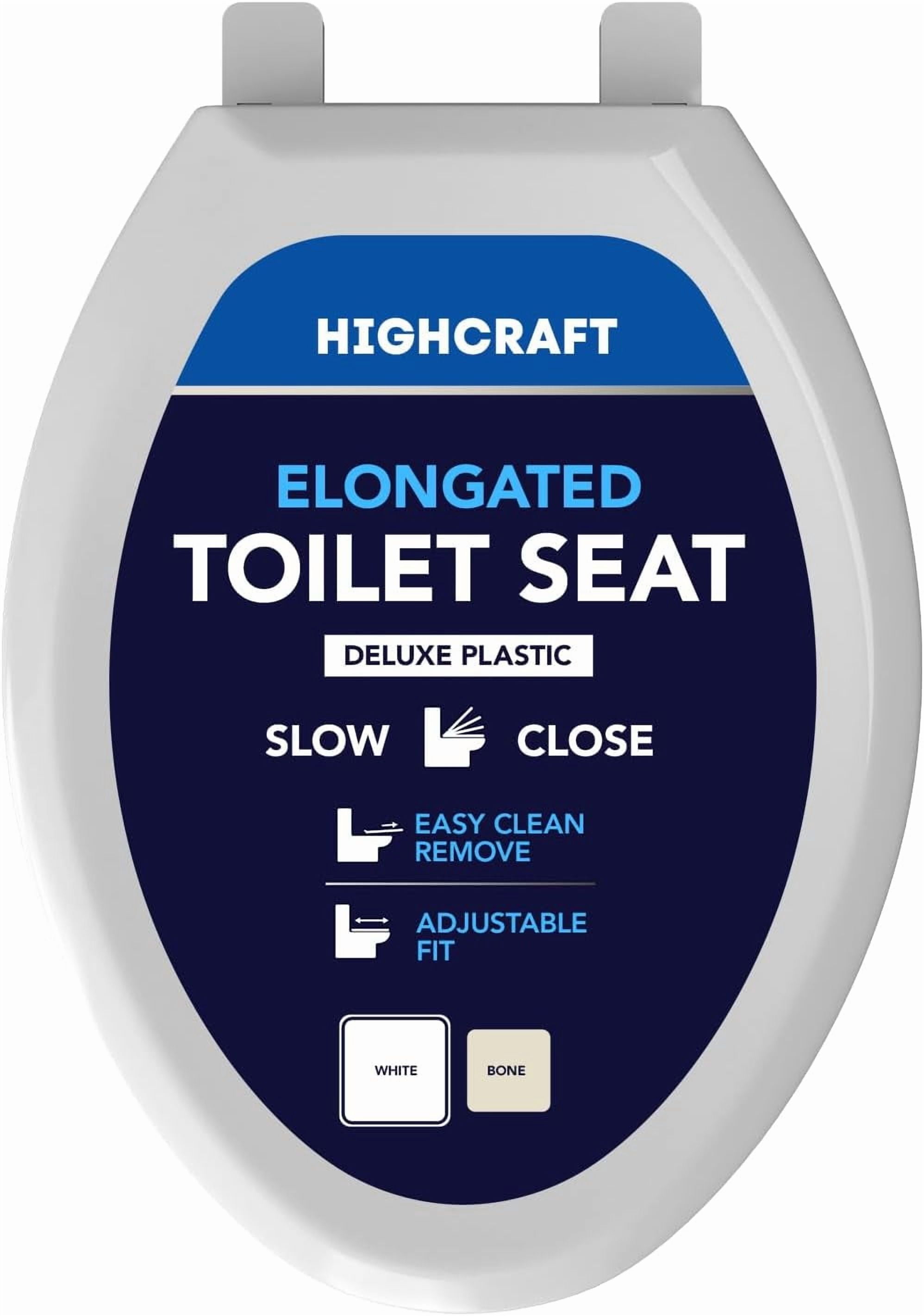 Premium Elongated Toilet Seat with Slow-Close Design, Adjustable Hins ...