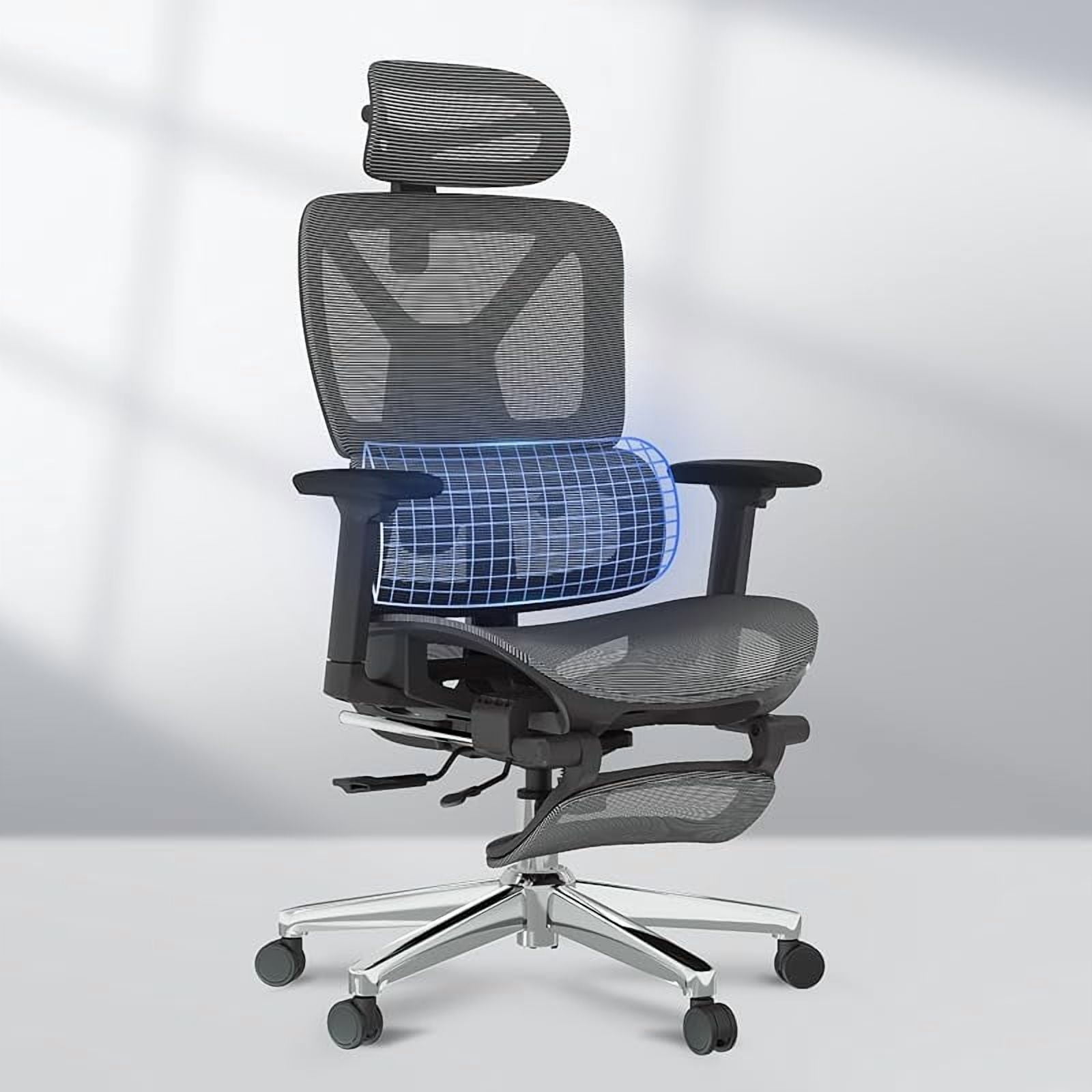 Premium Ergonomic Office Chair with Footrest- Adjustable 3D Armrests ...