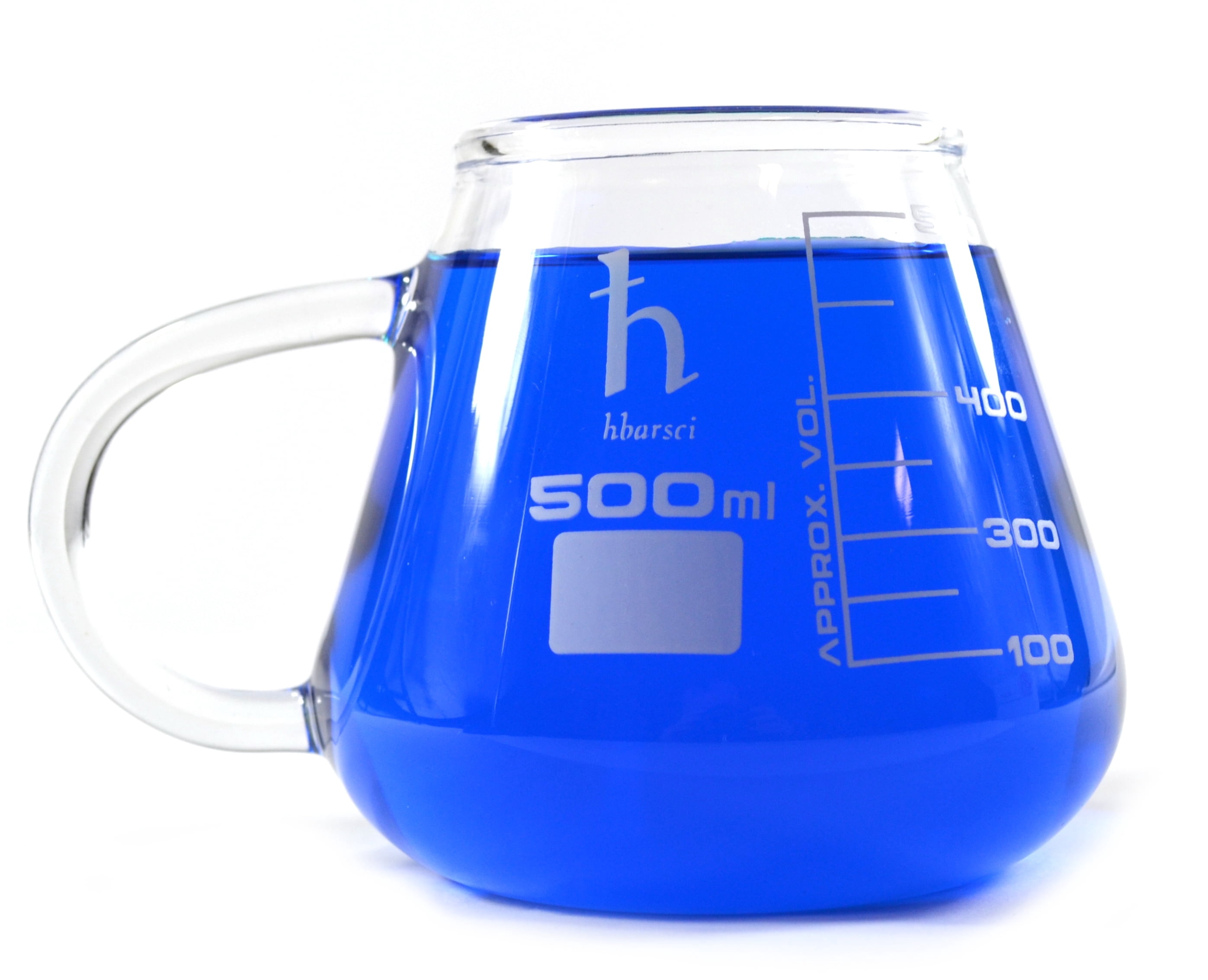 Premium Erlenmeyer Flask Mug, Borosilicate Glass, 16.9oz (500mL ...