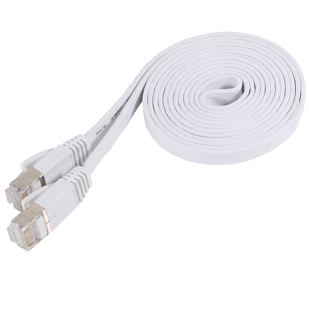 Premium Ethernet Network Patch Flat Cat7 Cable (15ft) - White - Walmart.com