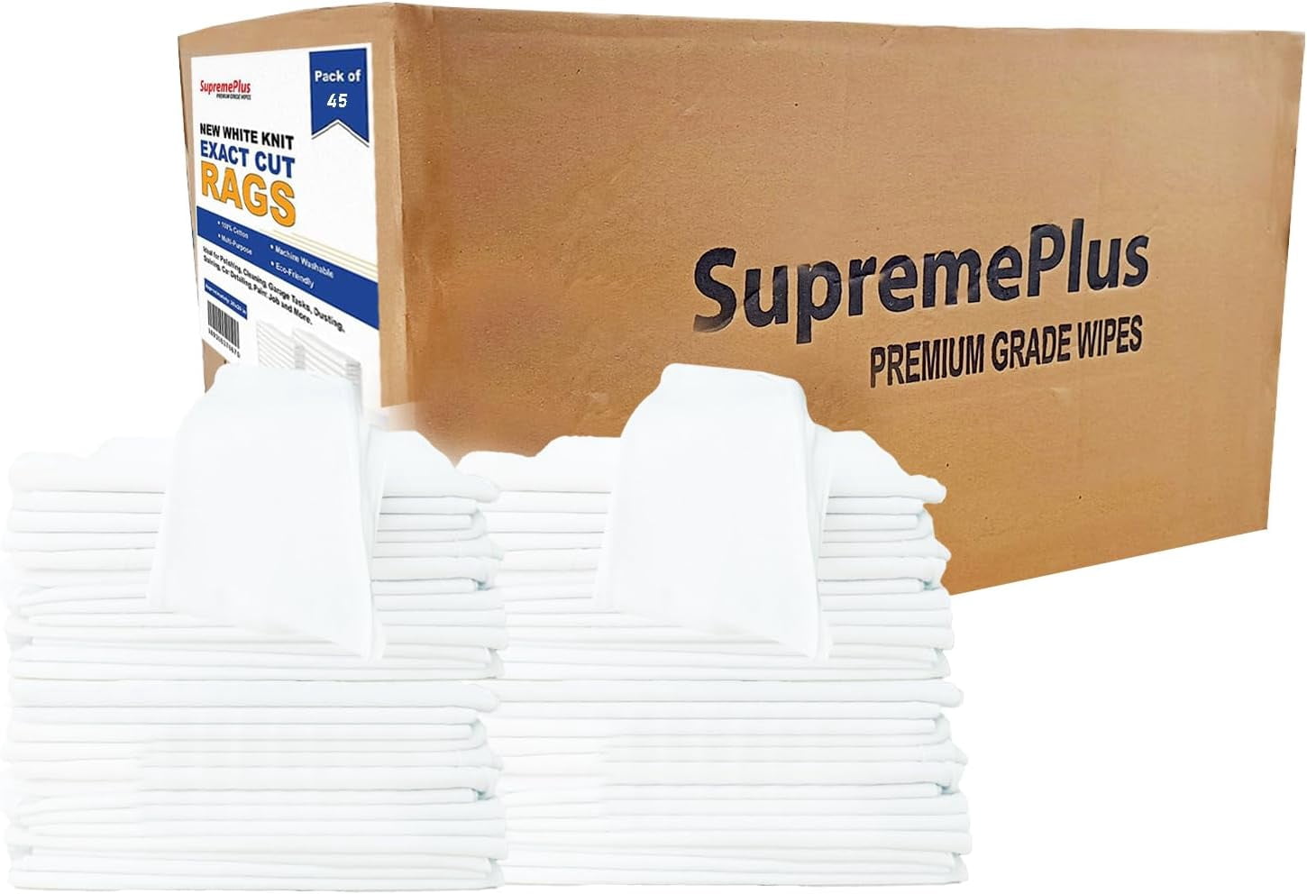 Premium Exact Cut White T-Shirt Cleaning Rags (10 Packs of 45 Pieces ...