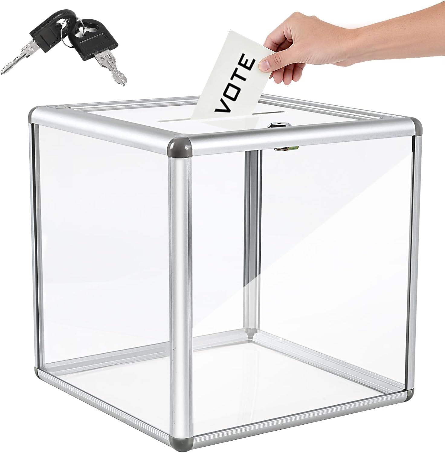 Premium Extra Large Donation Box for Charity, Acrylic Ballot Box with ...