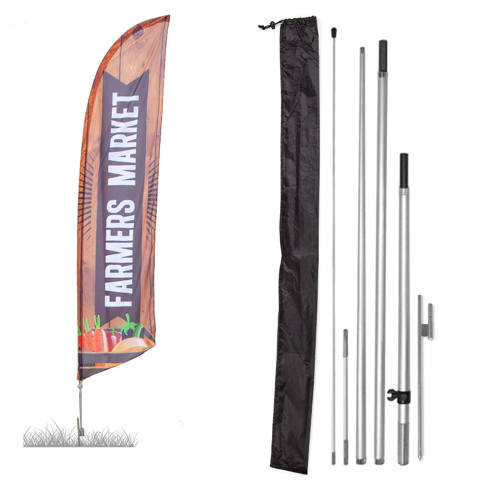 Premium Farmers Market Feather Flag Kit - Includes 13ft Sectional ...
