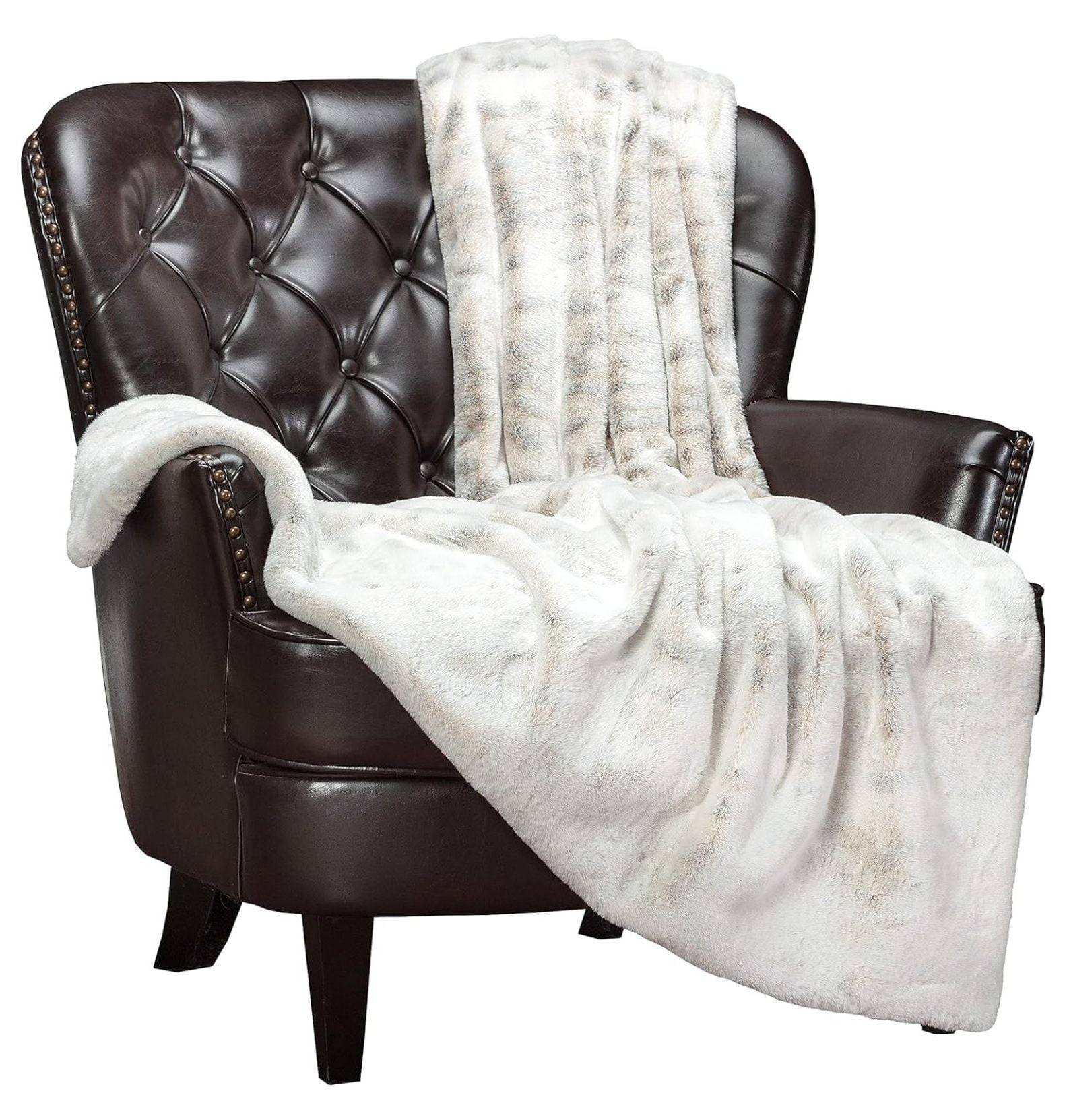 Premium Faux Fur Ombre Throw Blanket - Super Soft, Lightweight Minky ...