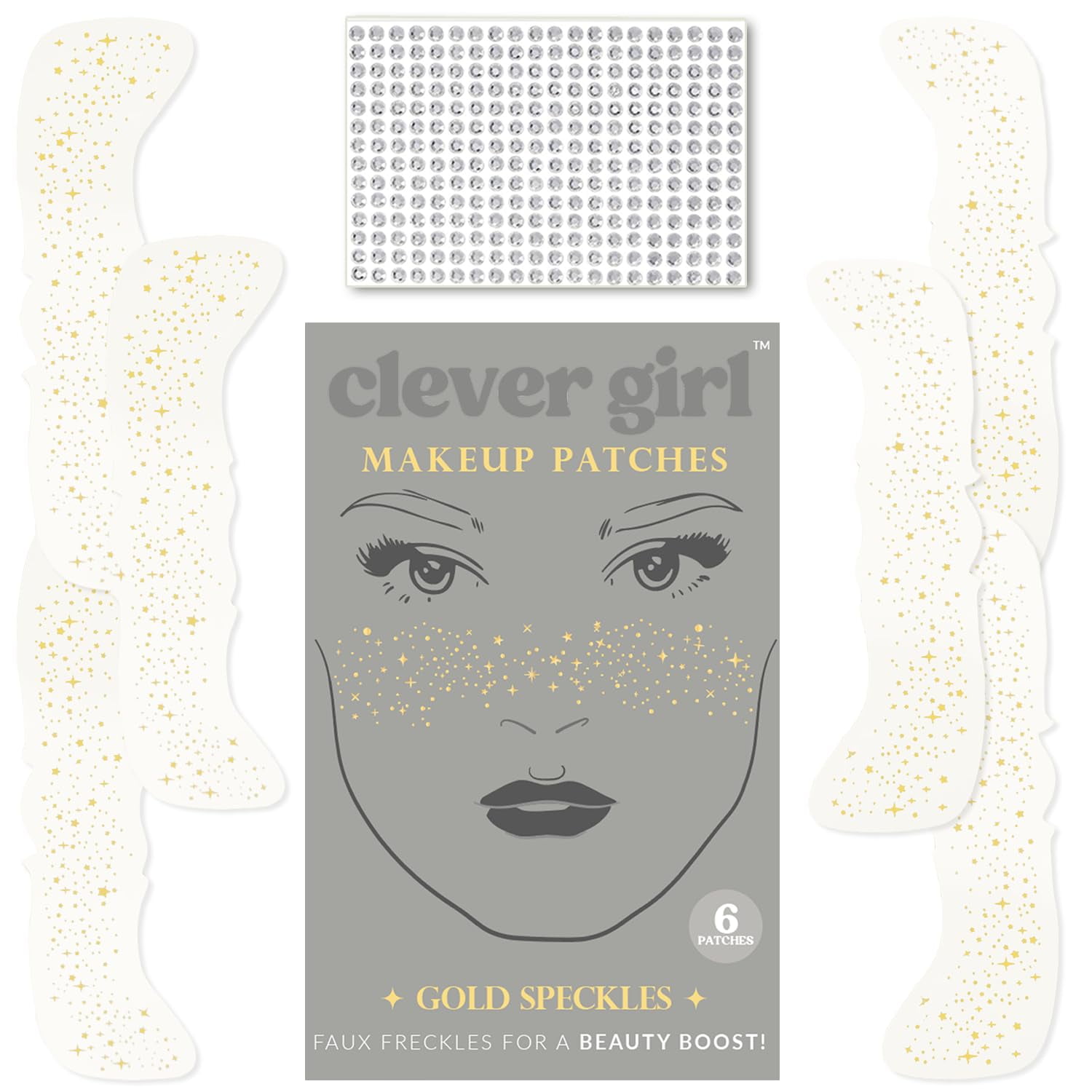 Premium Faze It Style Gold Glitter Freckles Makeup Patches with Gem ...