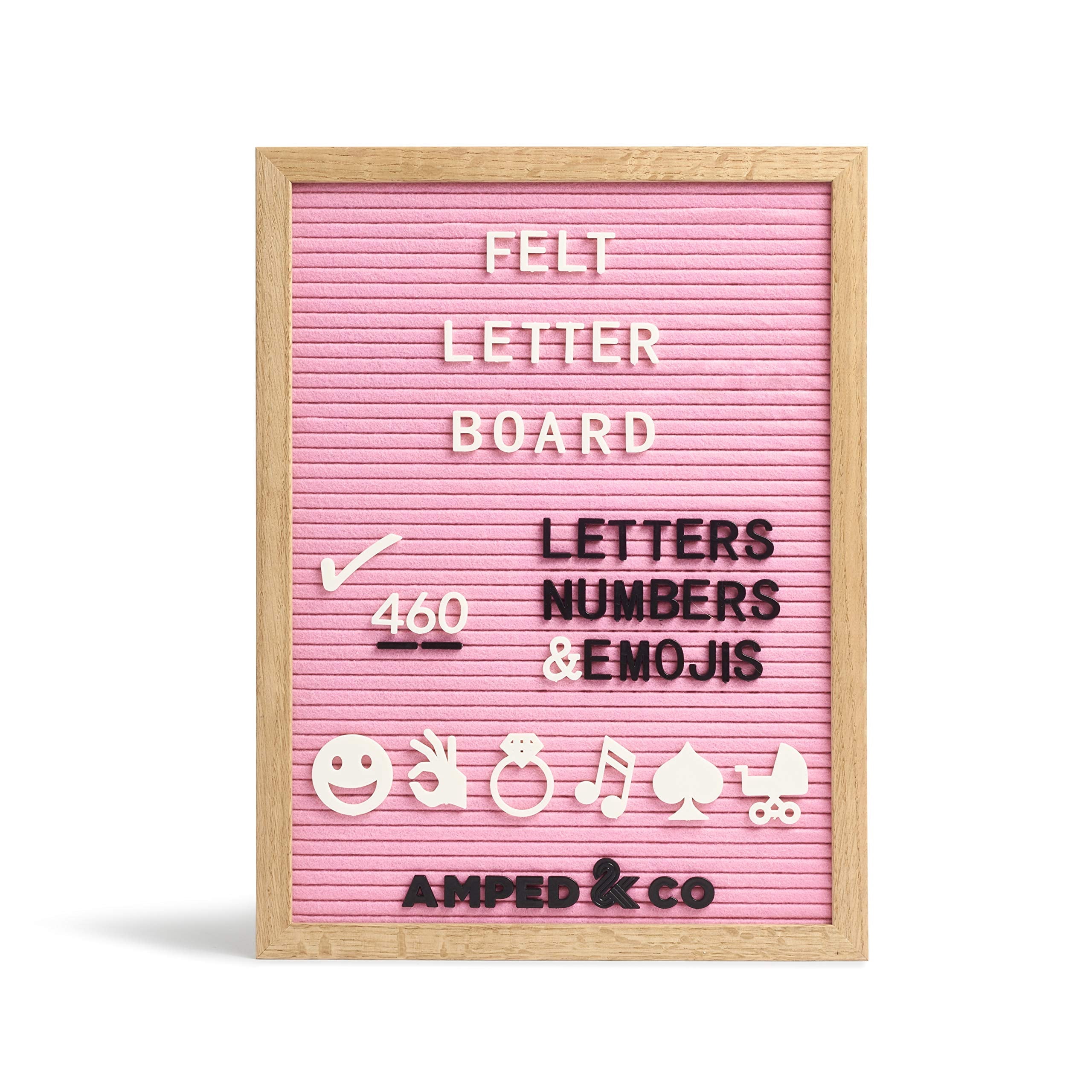 Amped & Co Premium Oak Frame Felt Letter Board, 460 Detachable Letters ...