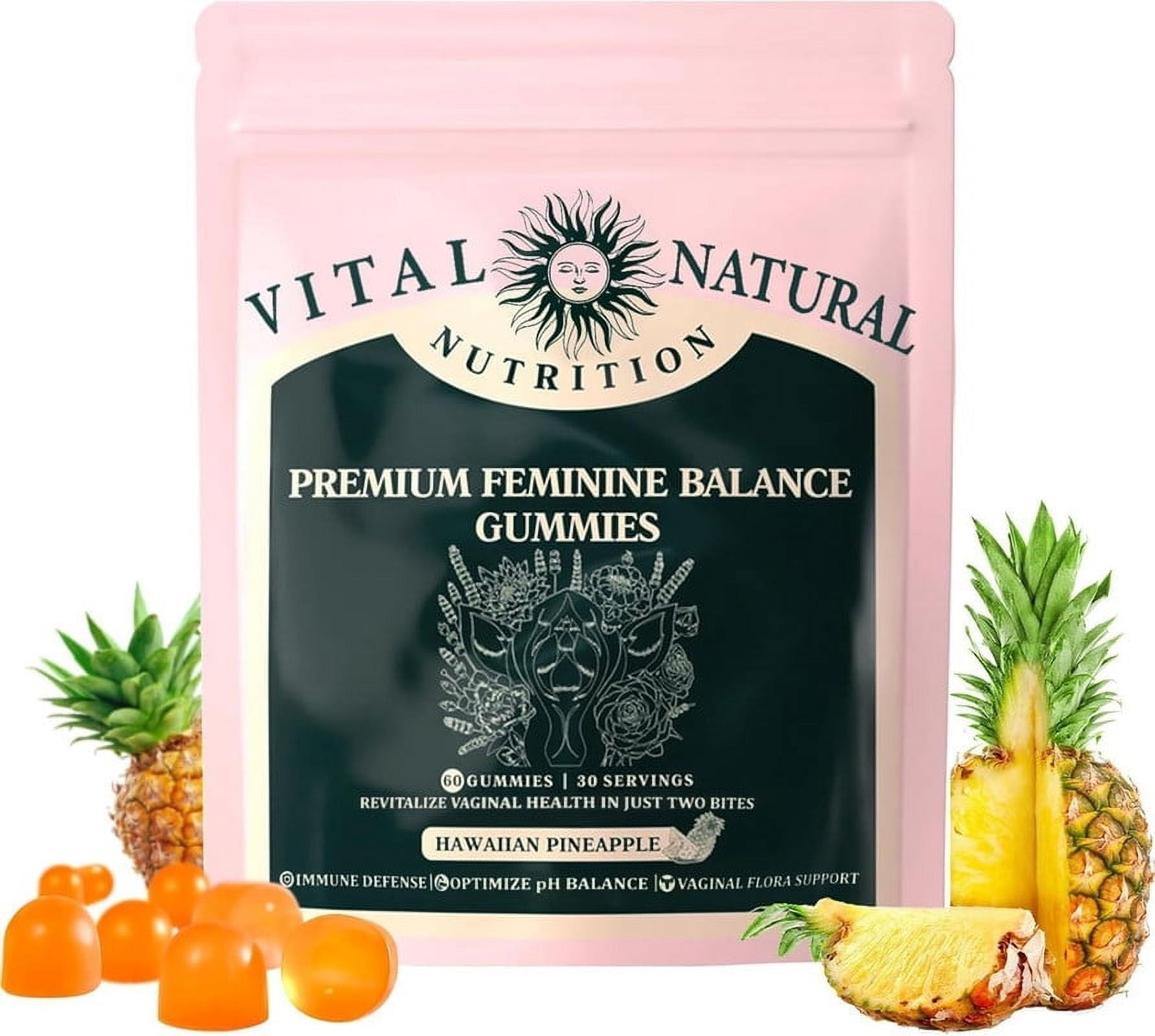 Premium Feminine Balance Gummies Hawaiian Pineapple favor,60 Gummies ...