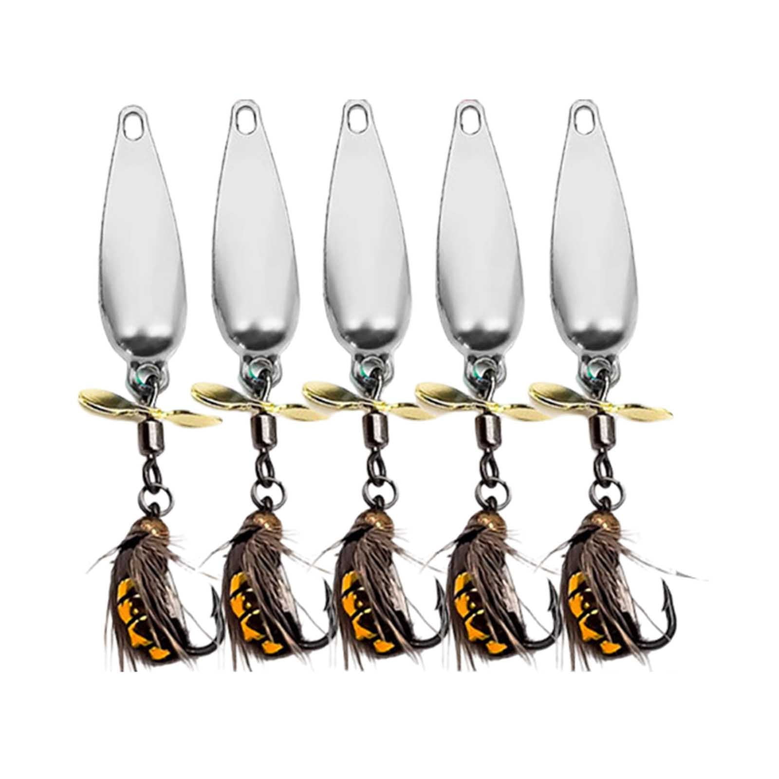 Fishing Lure Kit - 5 Metal Spinner Spoons with Bionic Propellers for ...