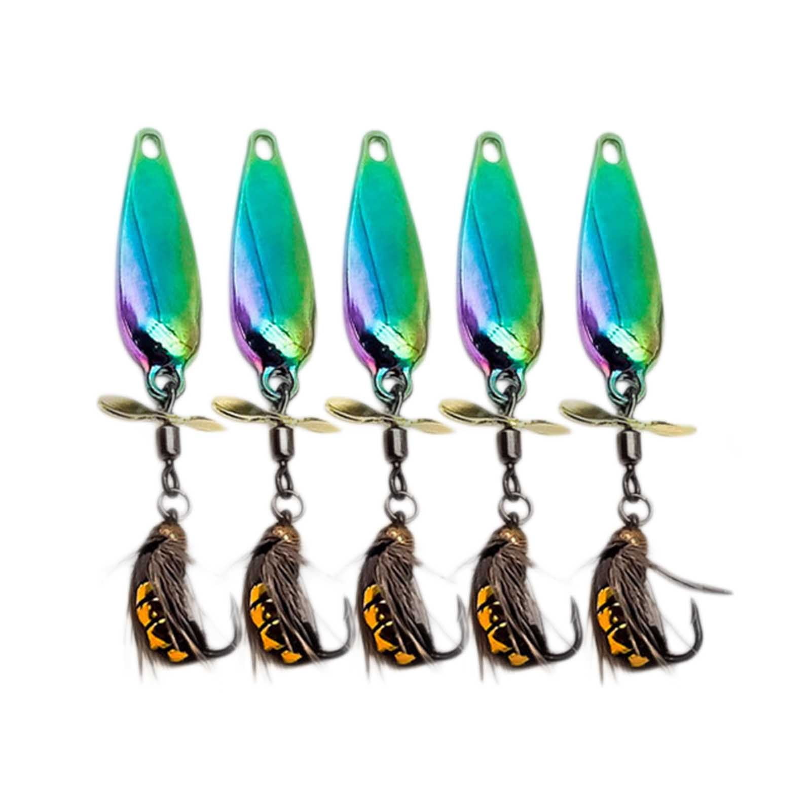 Fishing Lure Kit - 5 Metal Spinner Spoons with Bionic Propellers for ...