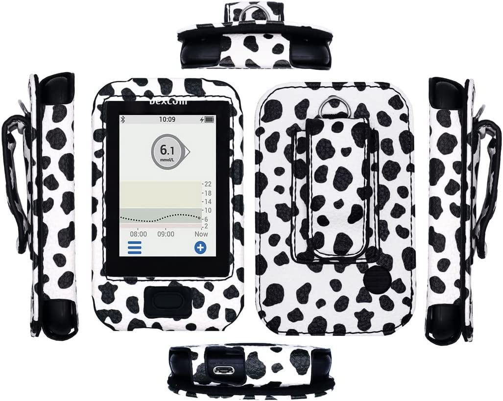 SNK Fitted Leather Case with Screen Protector for Dexcom G6, Black and ...