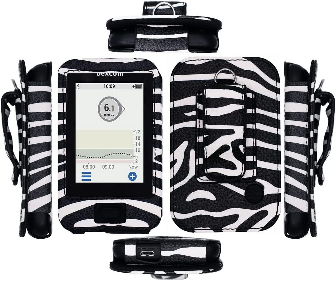 SNK Leather Carry Case, Dexcom G6 Mobile CGM Receiver Compatible, Zebra ...