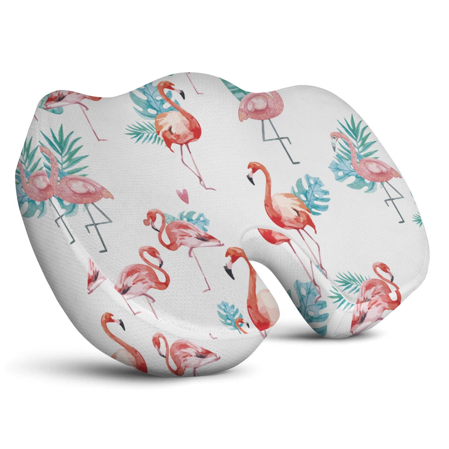 Premium Flamingo Pattern Memory Foam Seat Cushion Ergonomic Chair Pad ...