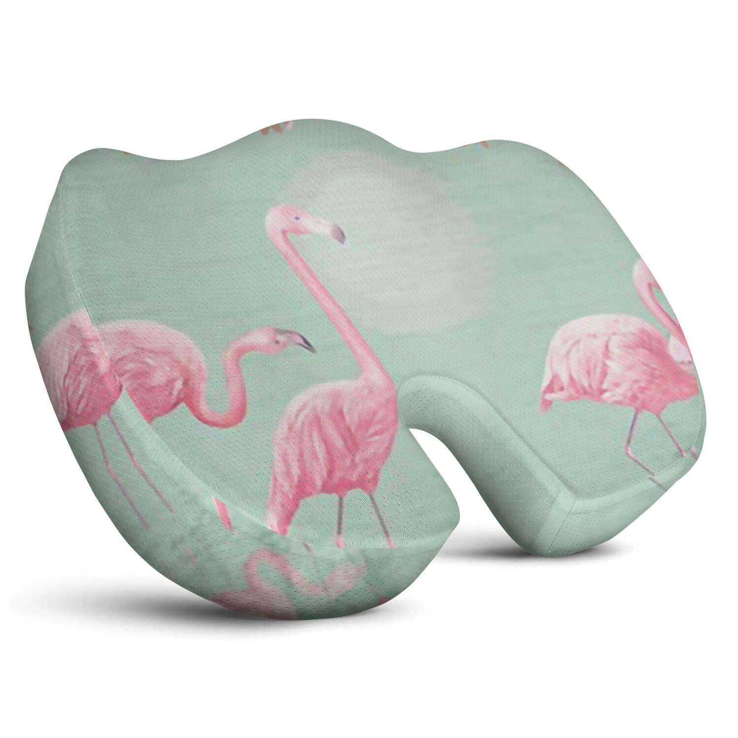 Premium Flamingo Pattern Memory Foam Seat Cushion Ergonomic Chair Pad ...