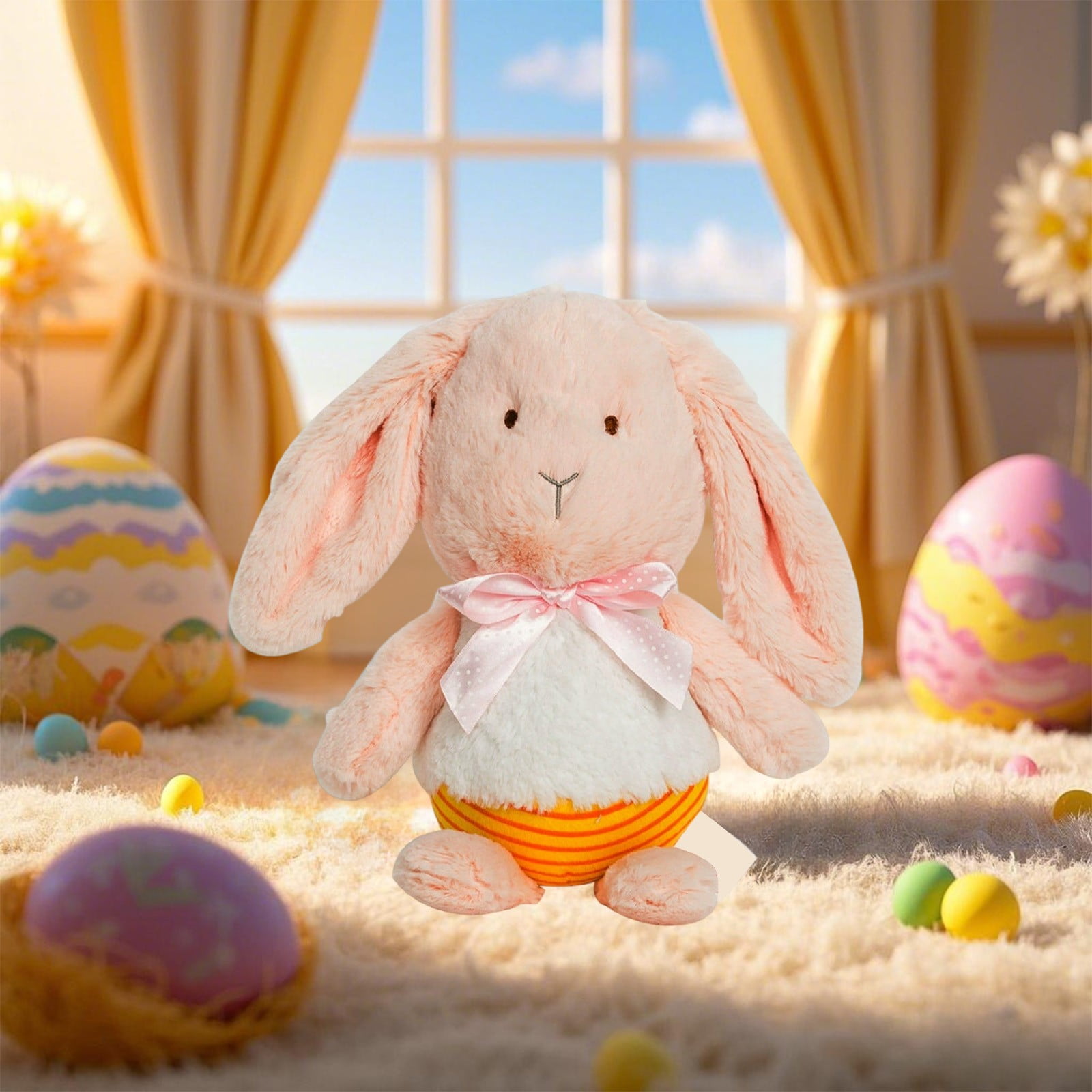 Premium Flock Stuffed Bunny Doll with Removable Clothes, Hand-Stitched Animated Eyes & Soft ...