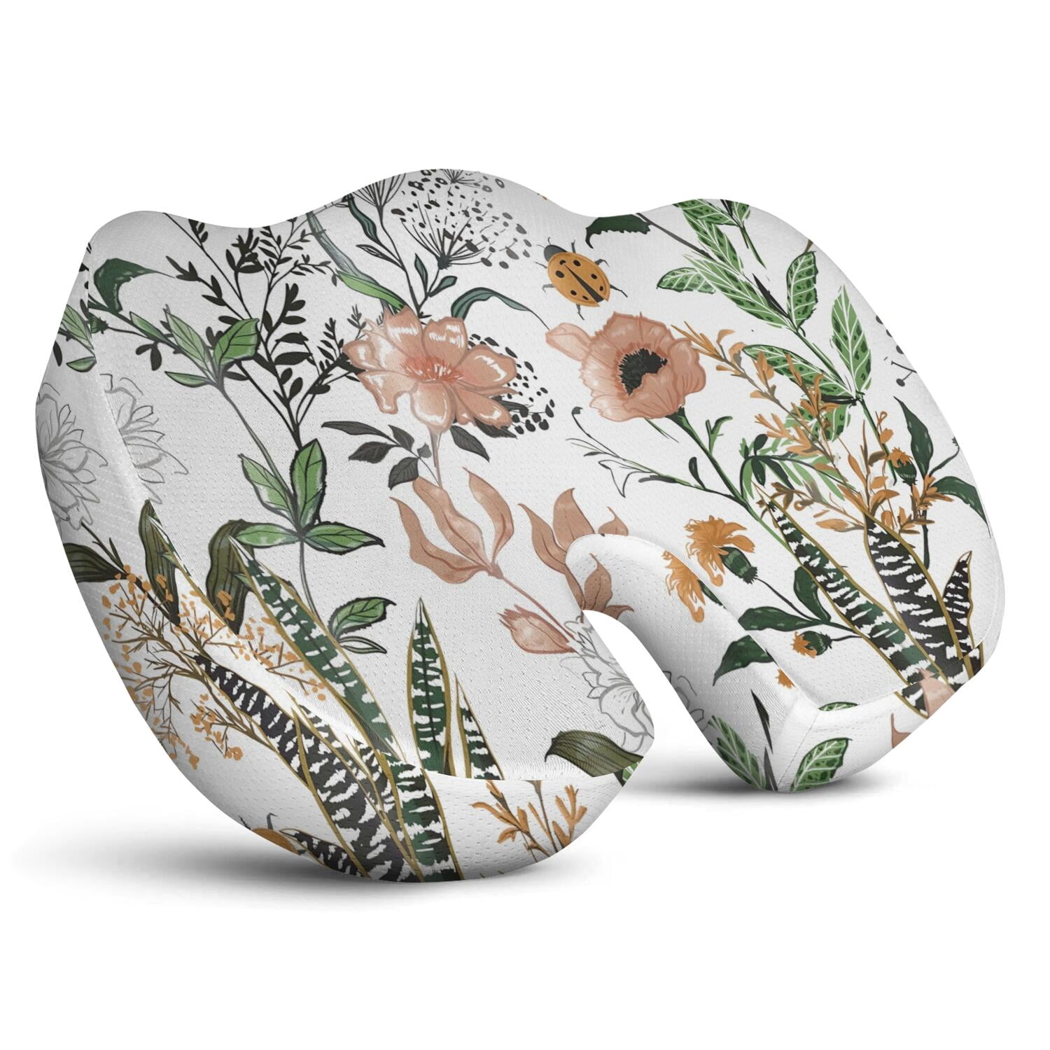 Premium Floral Pattern Memory Foam Seat Cushion Ergonomic Chair Pad for ...