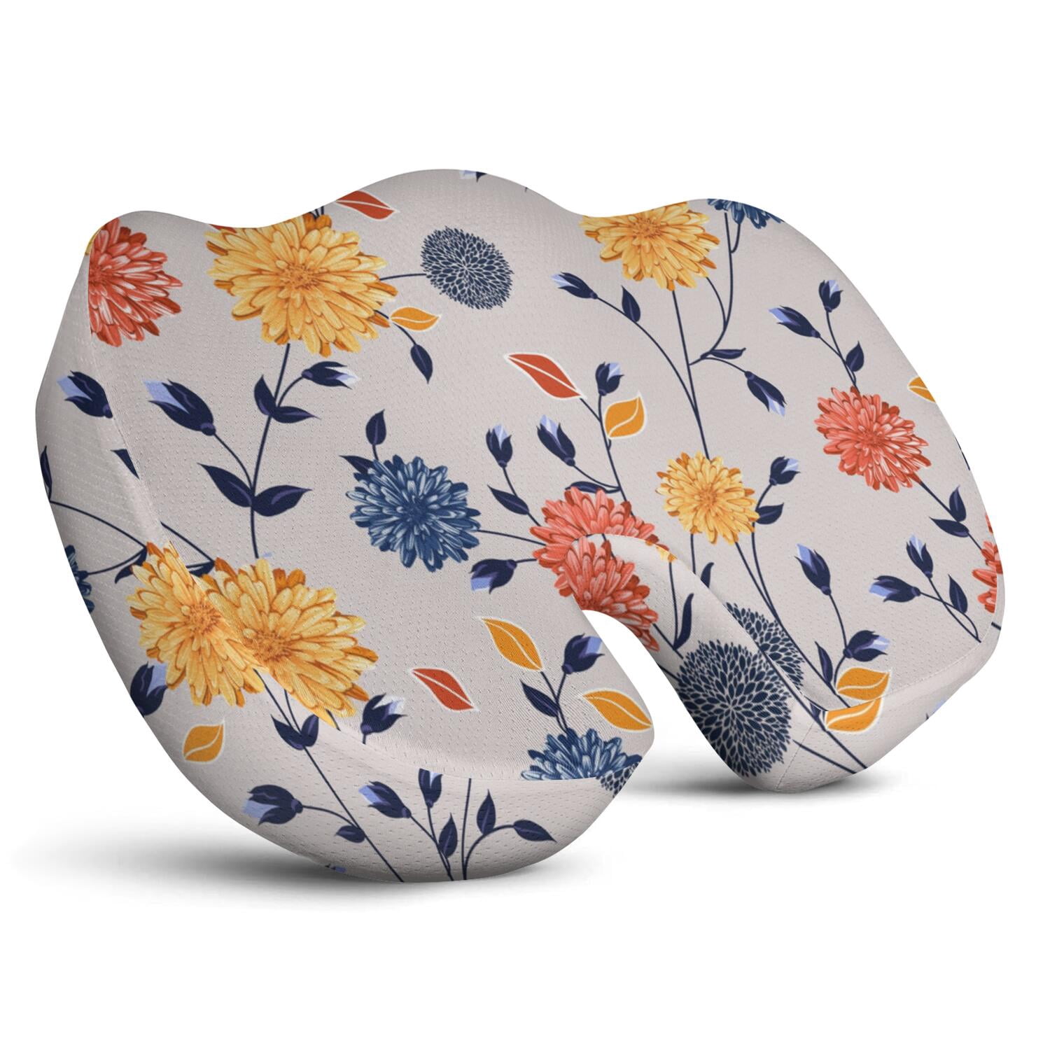 Premium Floral Pattern Memory Foam Seat Cushion Ergonomic Chair Pad for ...