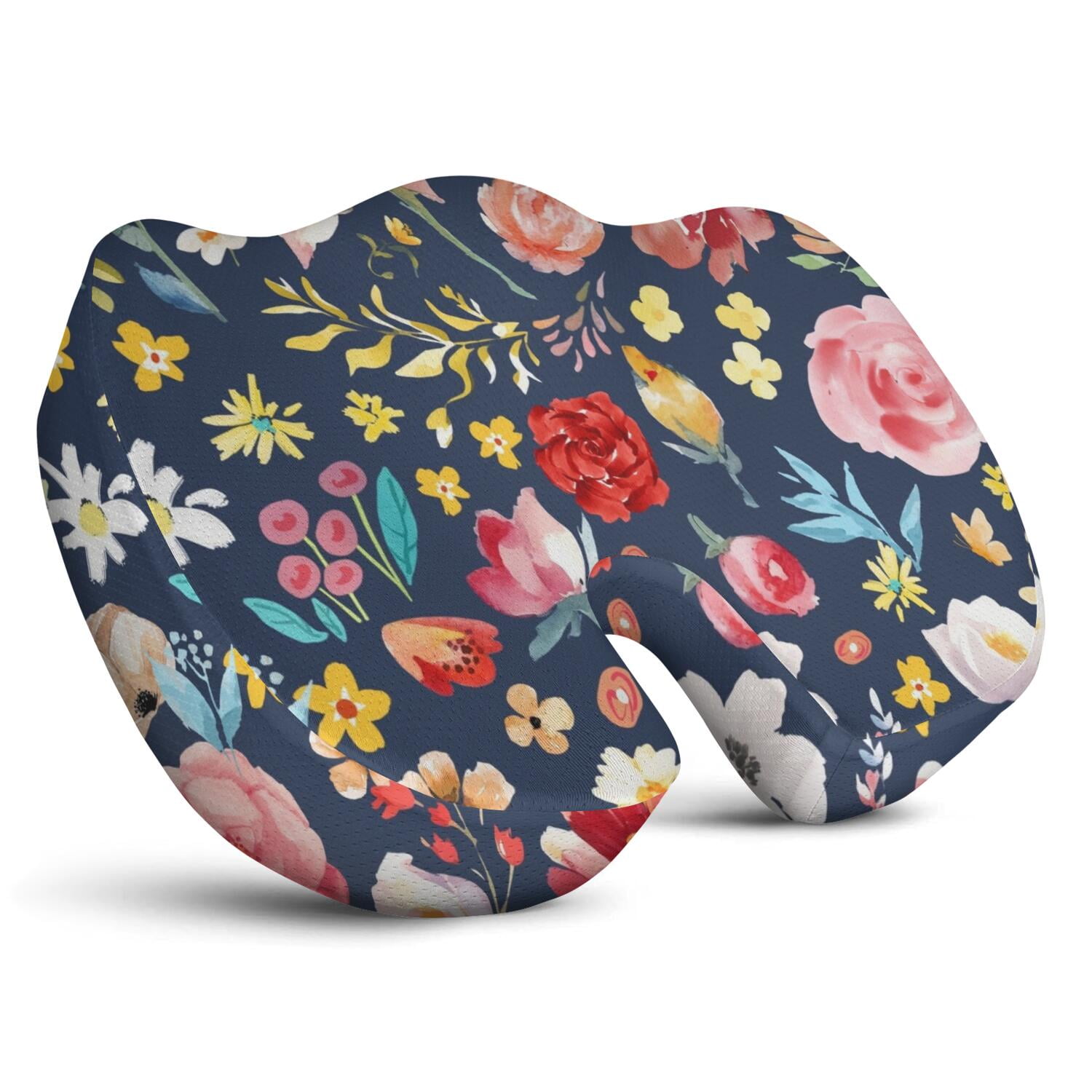 Premium Floral Pattern Memory Foam Seat Cushion Ergonomic Chair Pad for ...