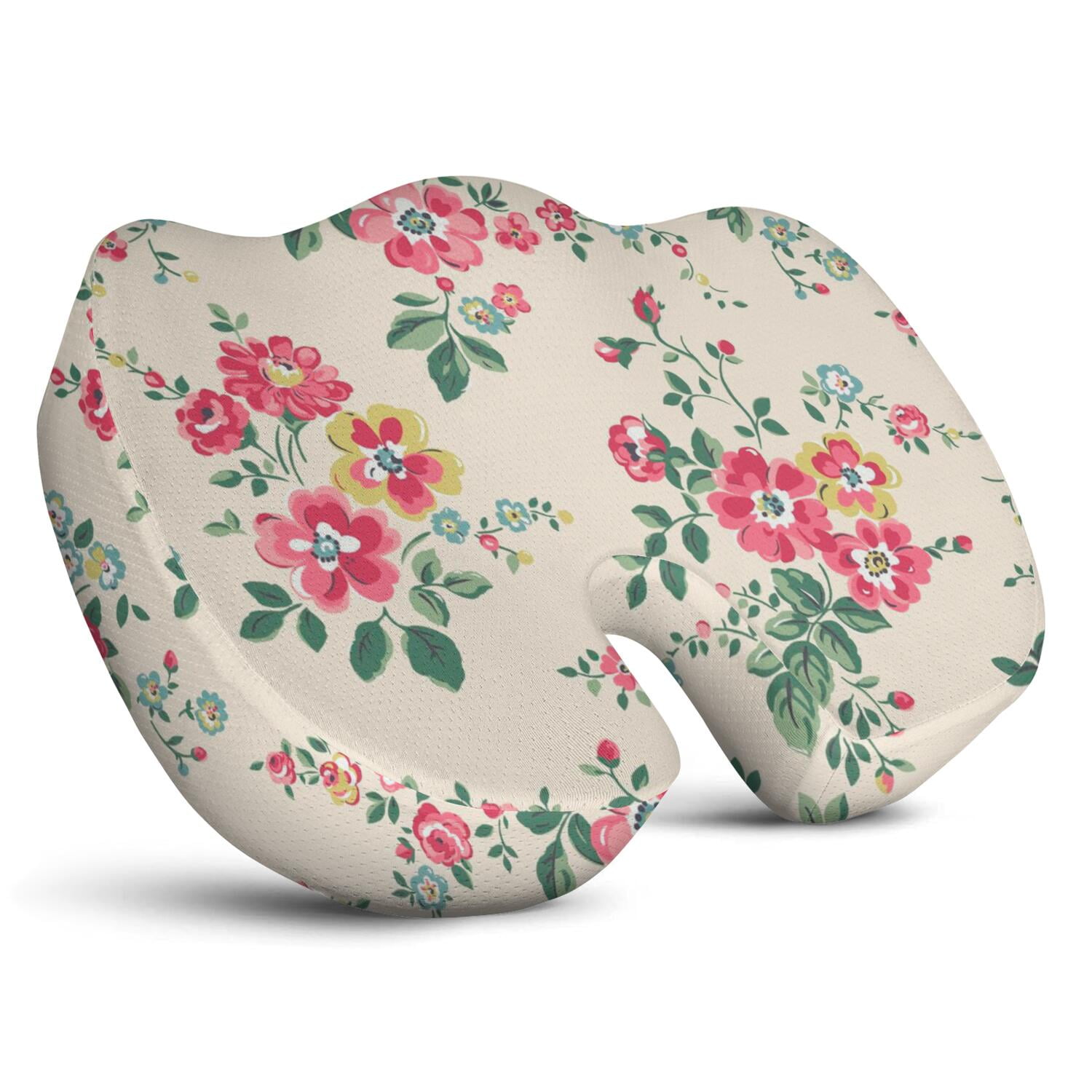 Premium Floral Pattern Memory Foam Seat Cushion Ergonomic Chair Pad for ...