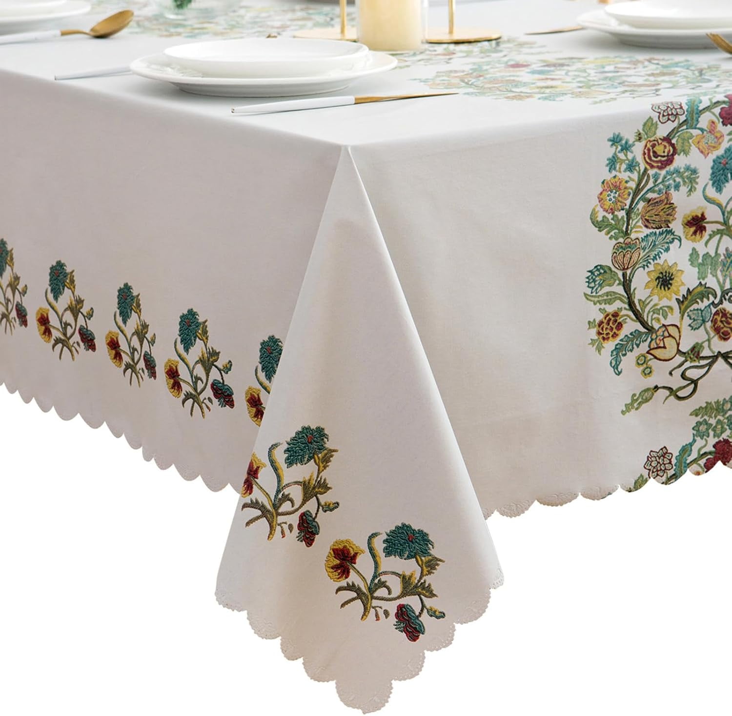 Premium Floral Vinyl Tablecloth Set - Waterproof Oilproof PVC Table ...