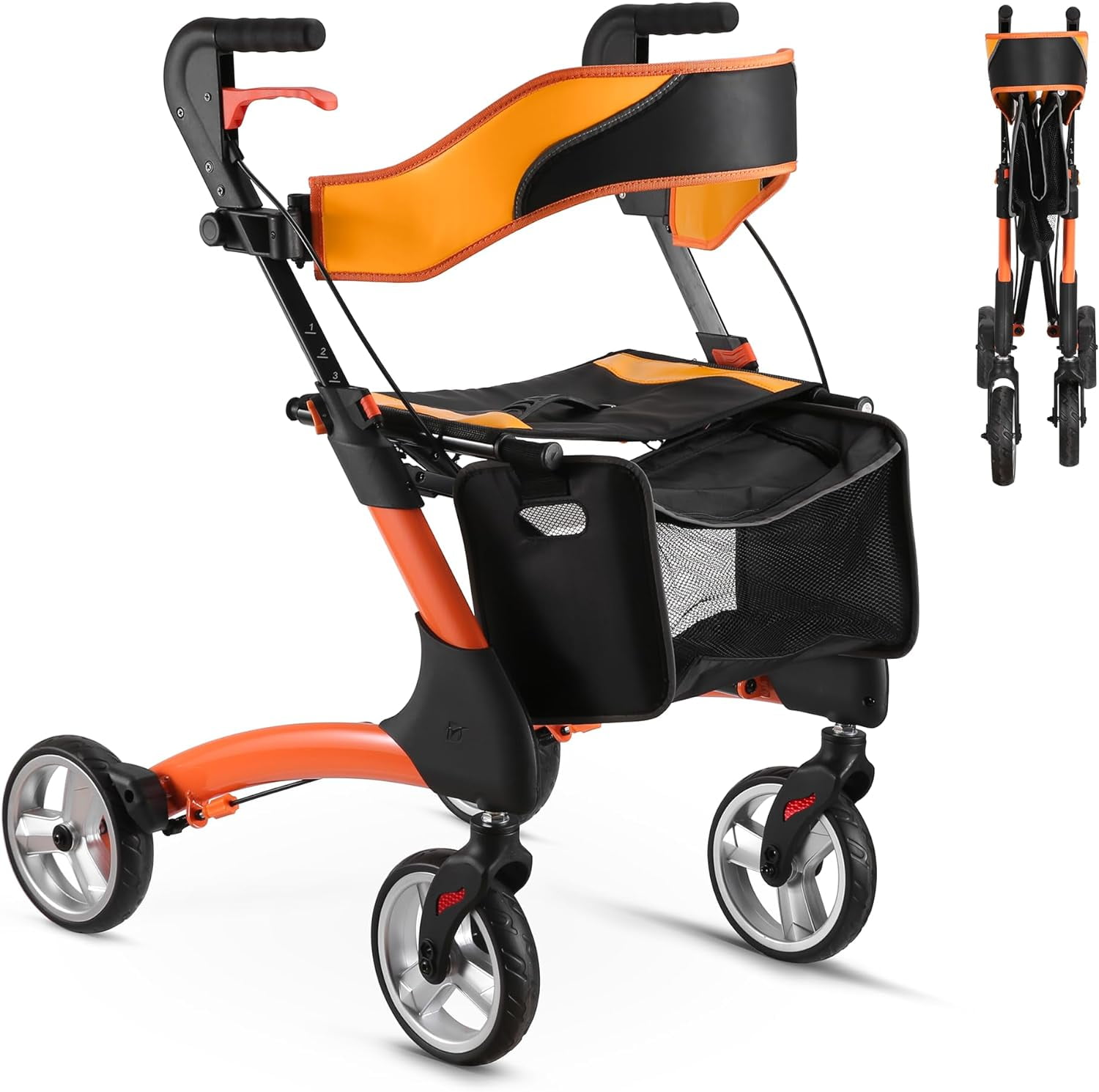 Premium Foldable Rollator with Seat, Lightweight Aluminum Rolling ...