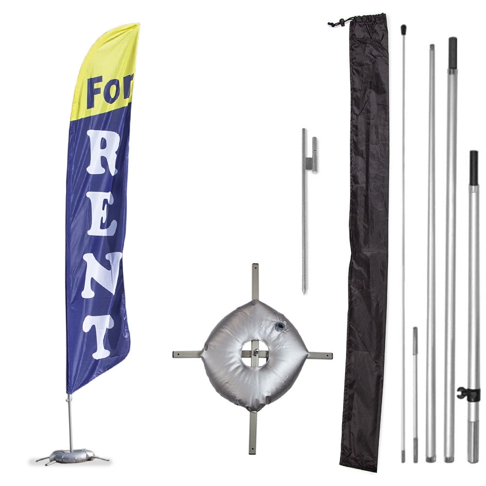 Premium For Rent Feather Flag Kit - Includes 13ft Sectional Aviation Grade Fiberglass Poles, for ...