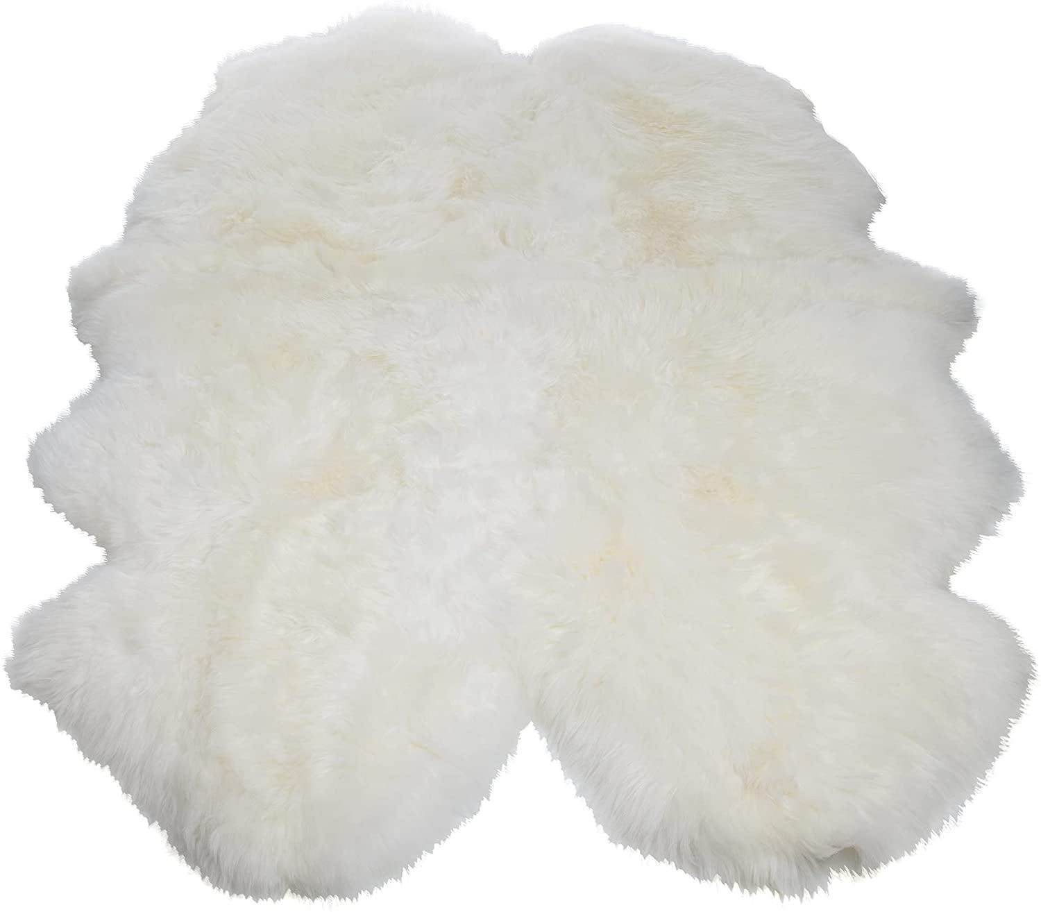 Premium Four Pelt, Genuine New Zealand Sheepskin Rug, Ivory, Thick Soft ...