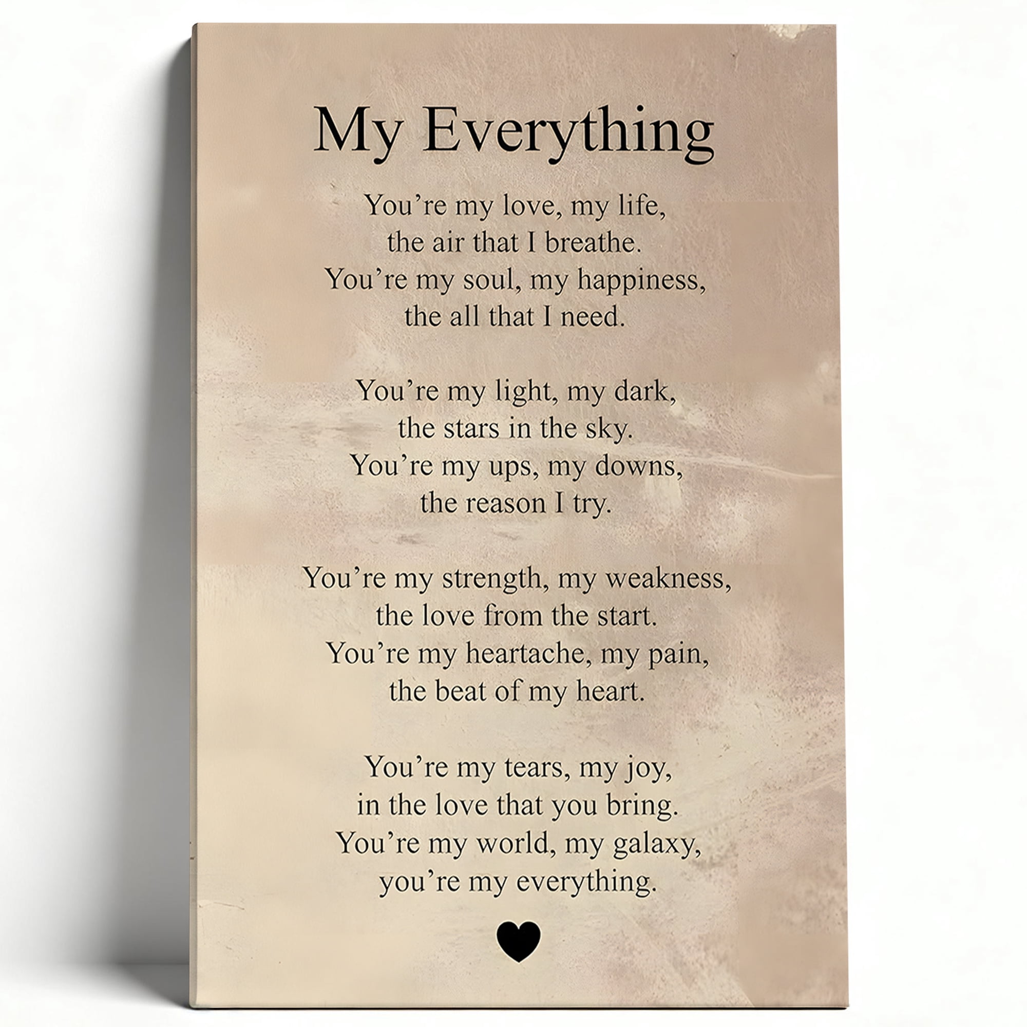 Premium Framed Canvas Wall Art - Romantic "My Everything" Love Poem ...