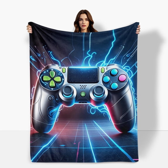 Premium Game Controller Fleece Blanket, Ultra-Soft Microfiber Gaming ...