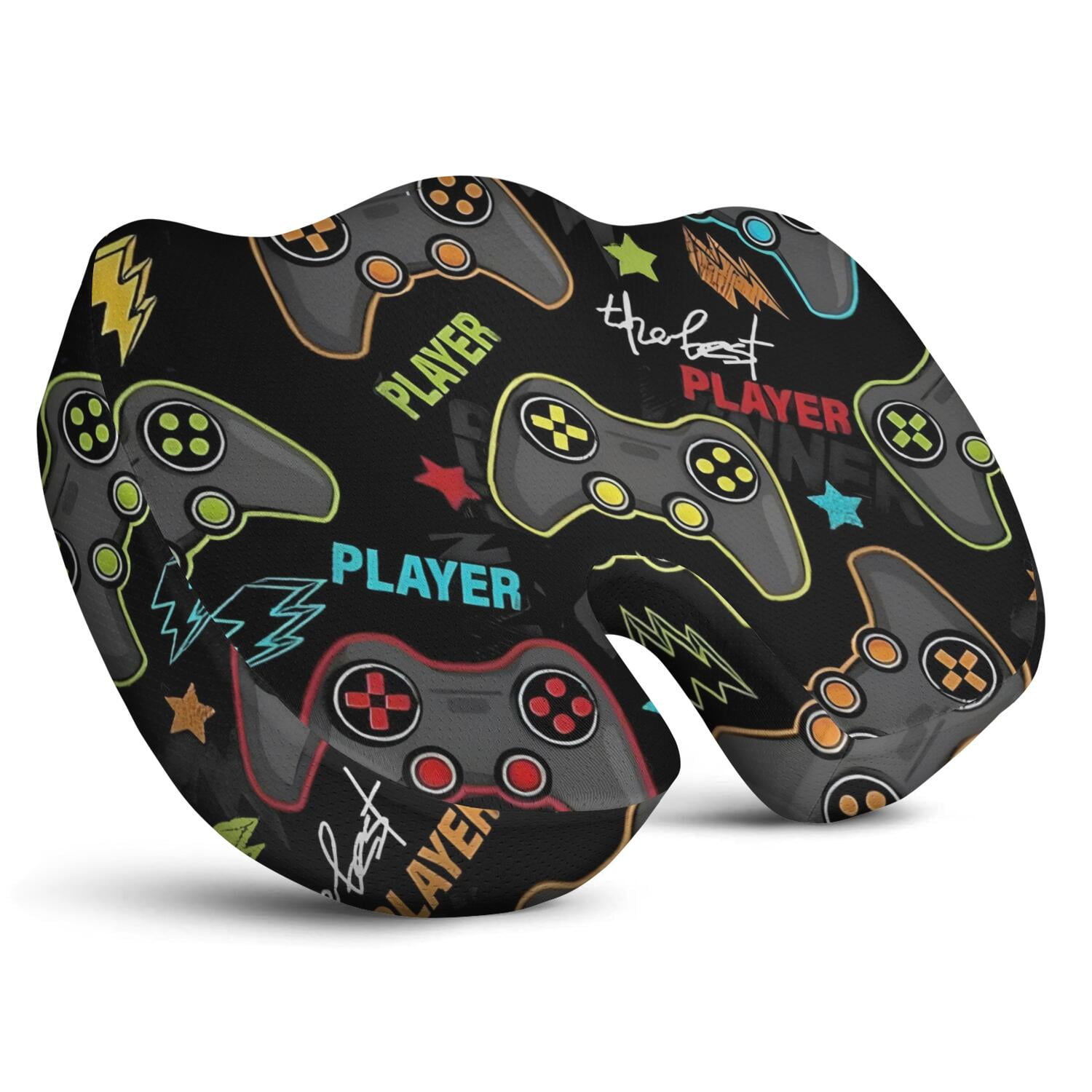 Premium Gaming Pattern Memory Foam Seat Cushion Ergonomic Chair Pad for ...