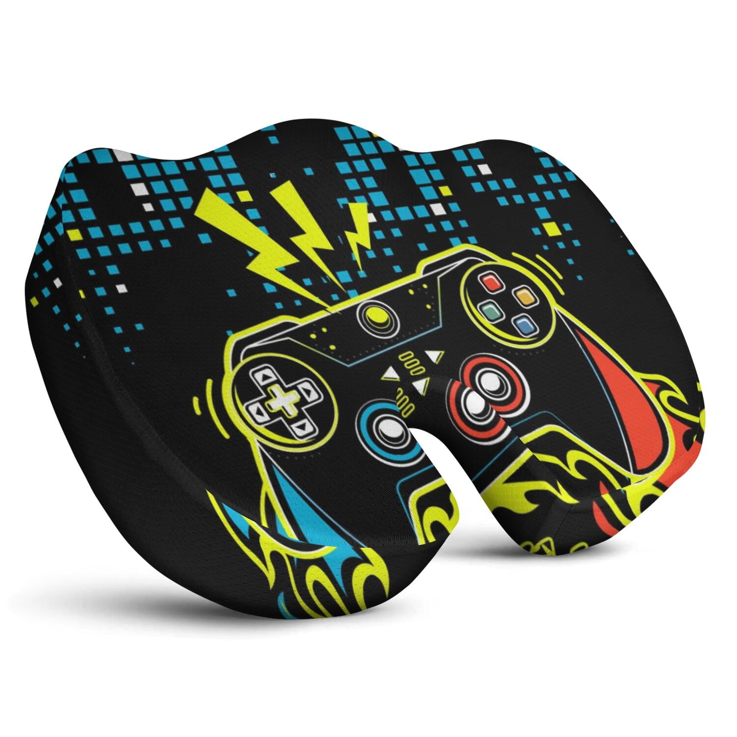 Premium Gaming Pattern Memory Foam Seat Cushion Ergonomic Chair Pad for ...