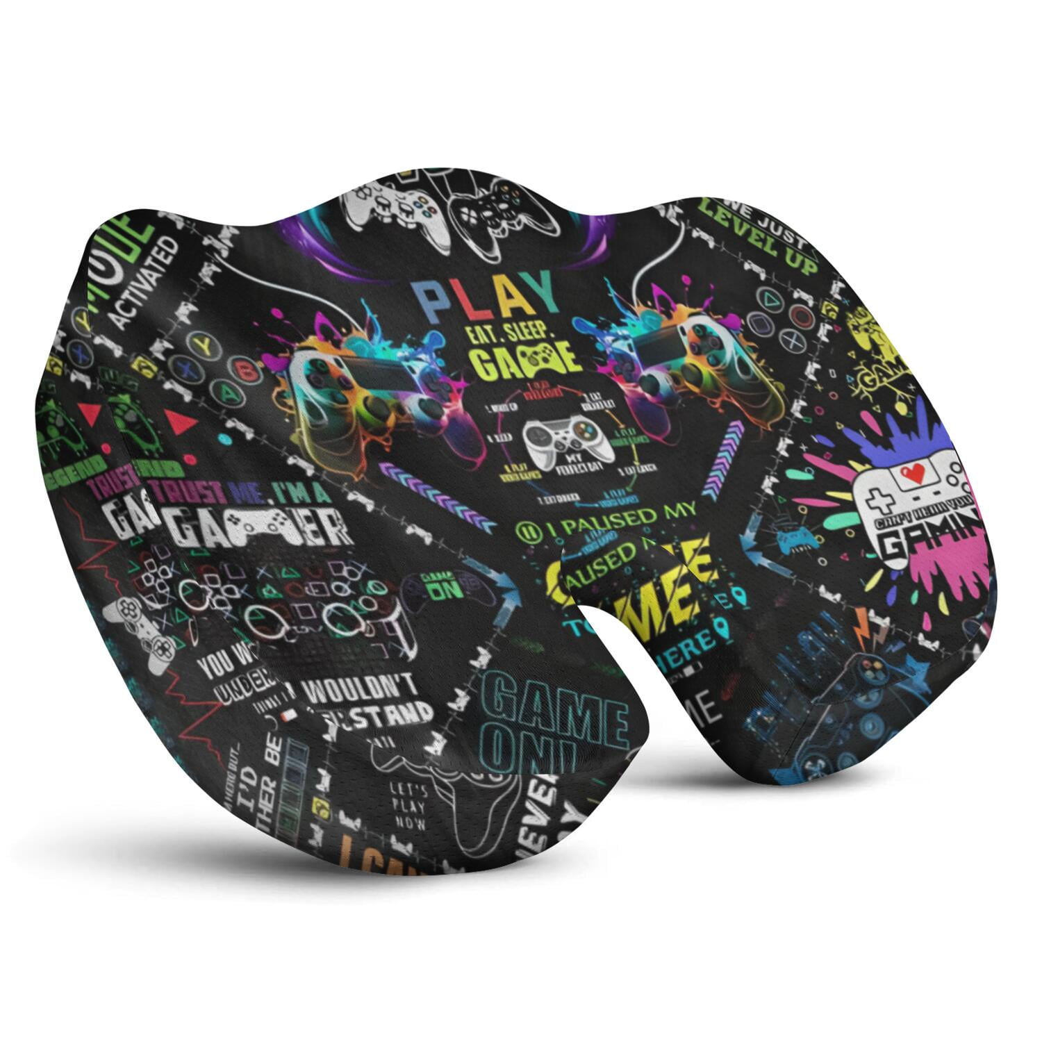 Premium Gaming Pattern Memory Foam Seat Cushion Ergonomic Chair Pad for ...