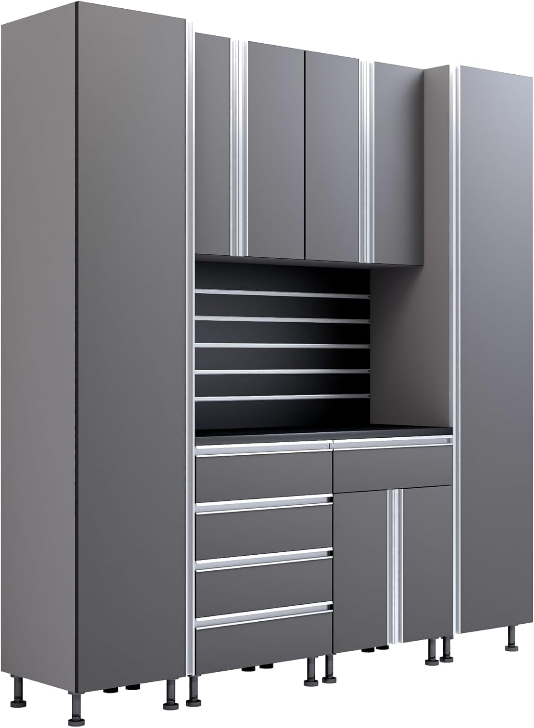 Premium Garage Cabinets 7' Storage Sets Solution with Adjustable Legs ...