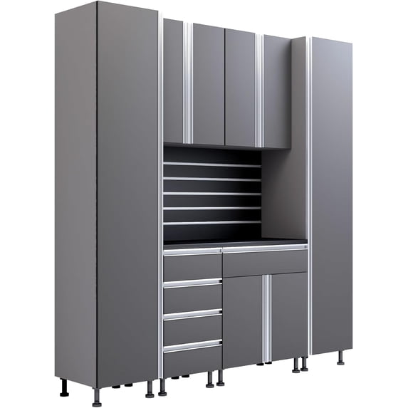 Premium Garage Cabinets 7' Storage Sets Solution with Adjustable Legs ...